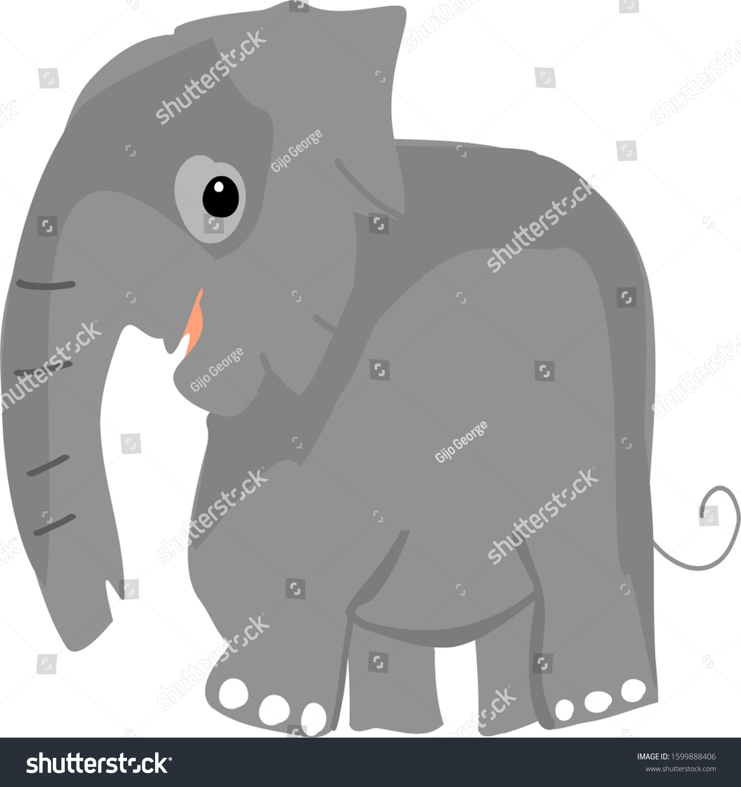 Funny Elephant Cartoon Isolated Vector Stock Vector (Royalty Free ...