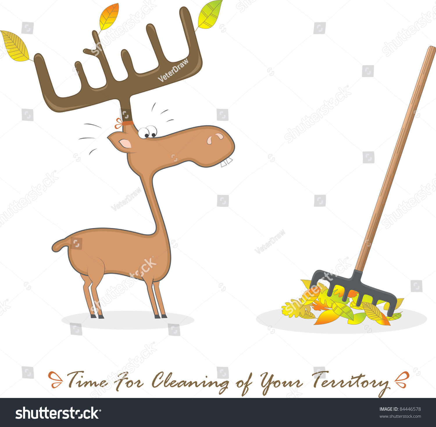 Funny Elk Rake Vector Illustration Stock Vector (Royalty Free) 84446578 ...
