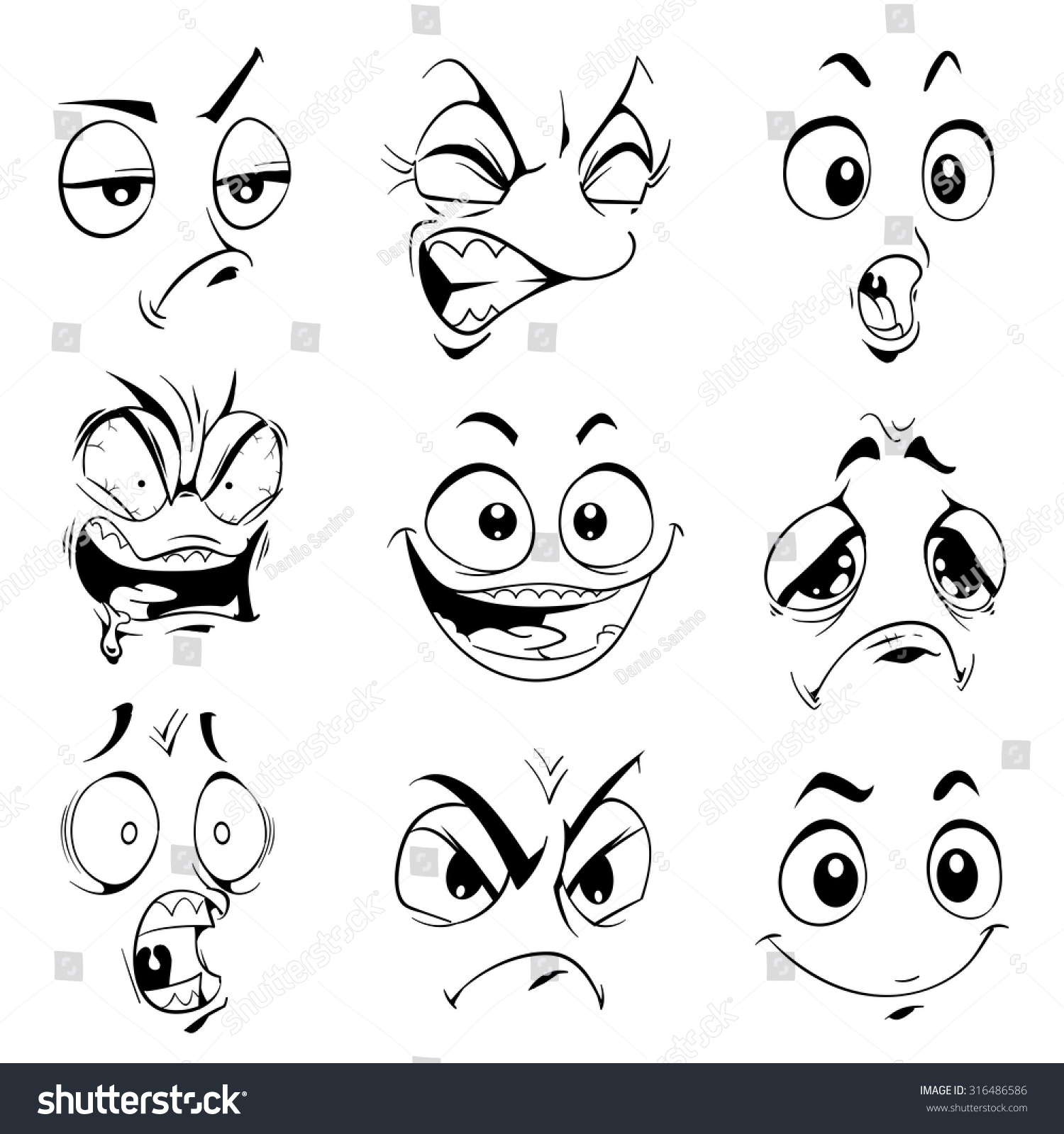 Funny Expressions Vector Cartoon Isolated Items Stock Vector (Royalty ...
