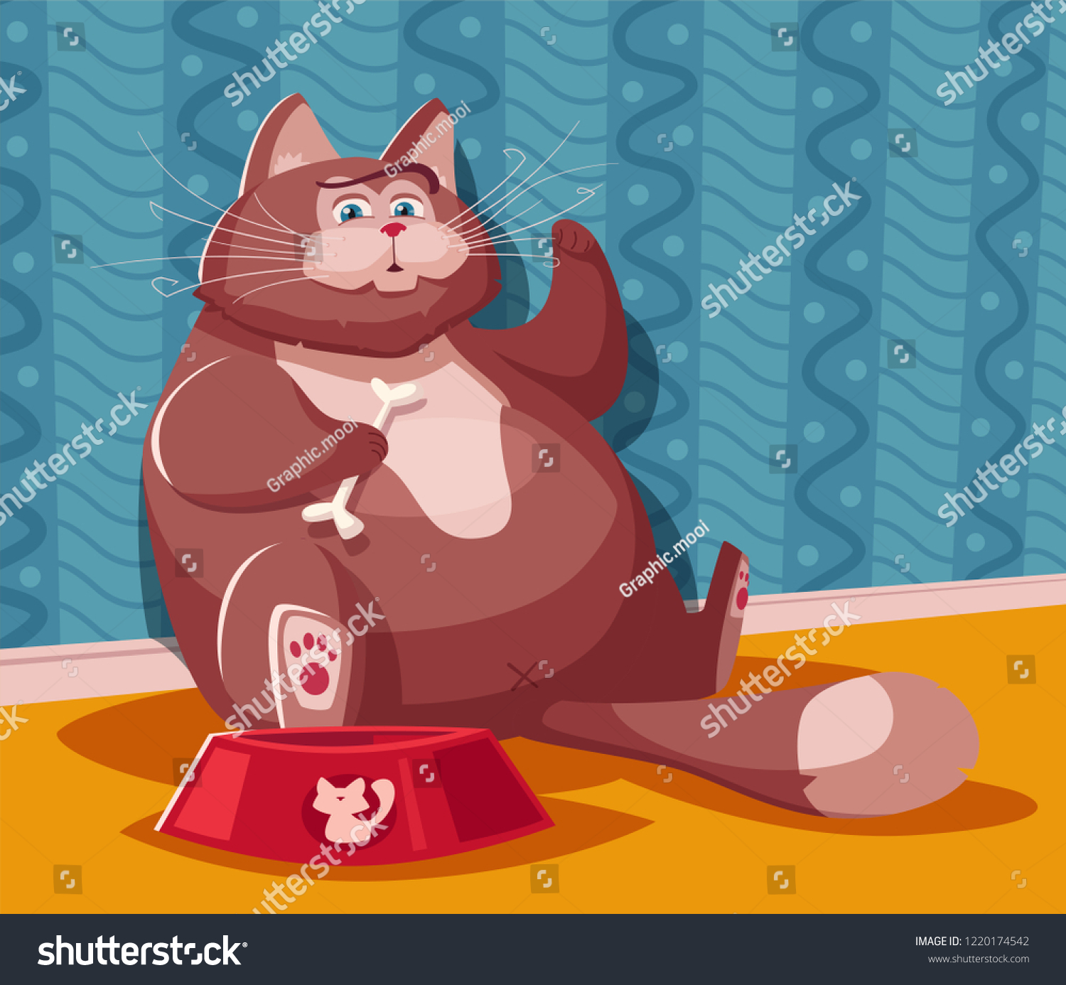 Funny Fat Cat Cartoon Vector Illustration 스톡 벡터로열티 프리 1220174542 Shutterstock