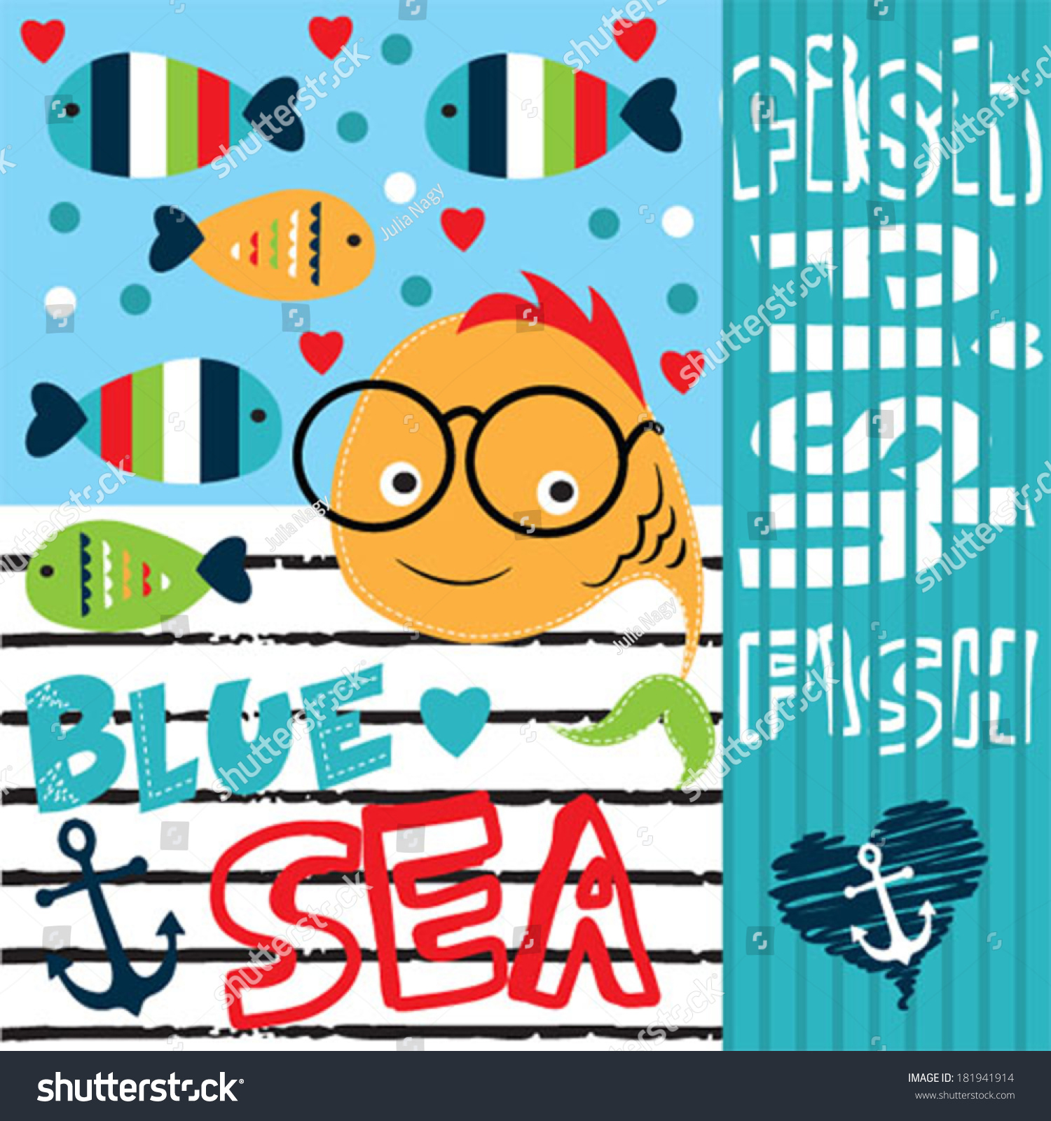 Funny Fish Vector Illustration: vector de stock (libre de regalías ...