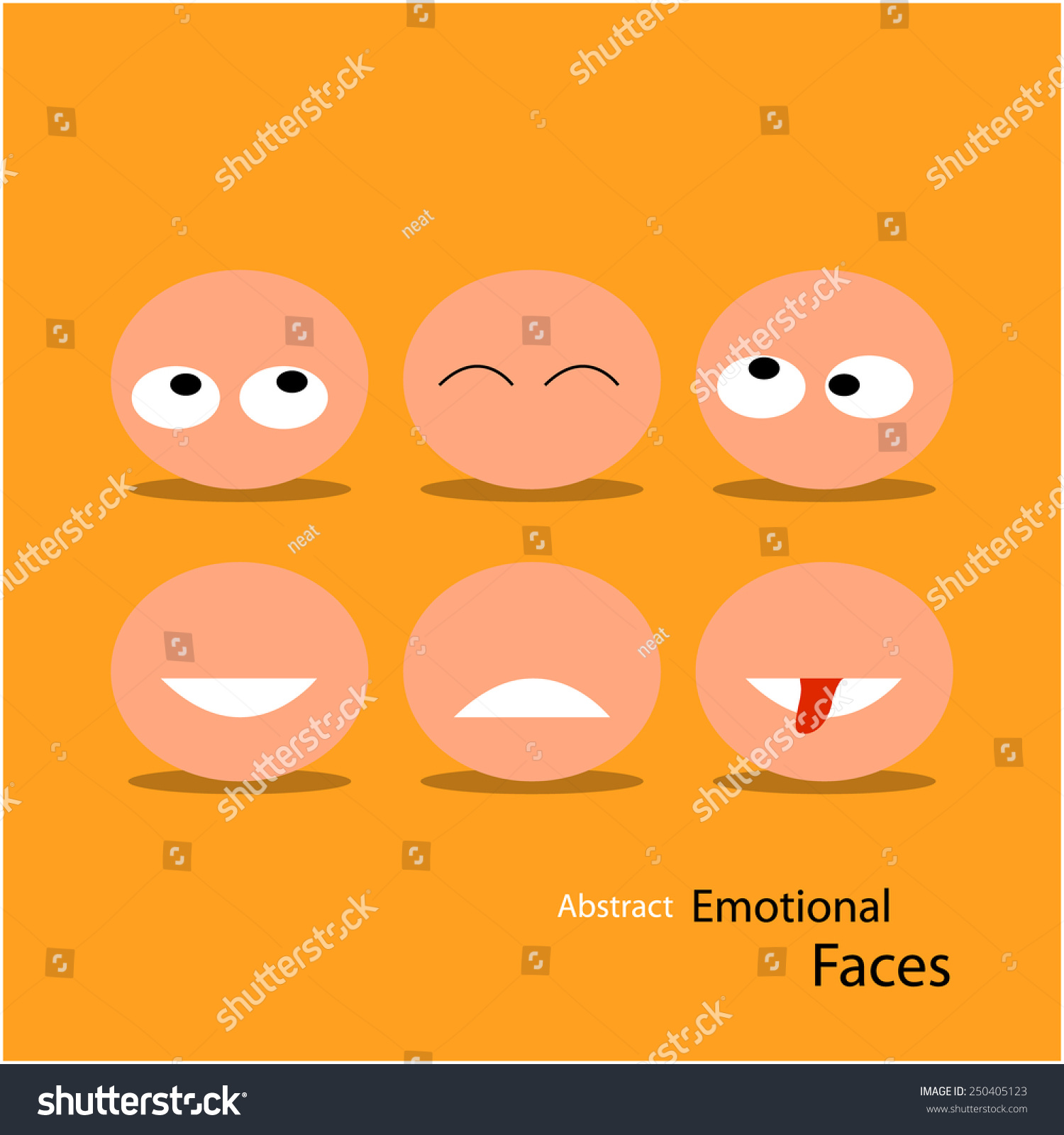 Funny Flat Styled Emotional Faces Stock Vector 250405123 - Shutterstock