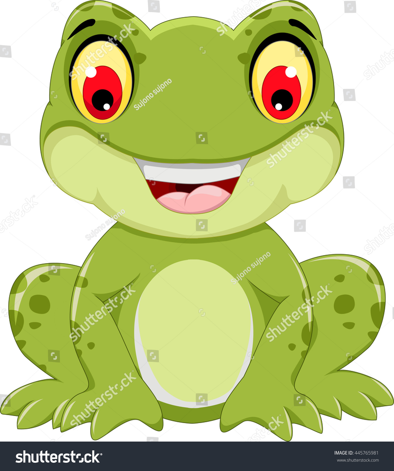 Funny Frog Cartoon Sitting Stock Vector (Royalty Free) 445765981