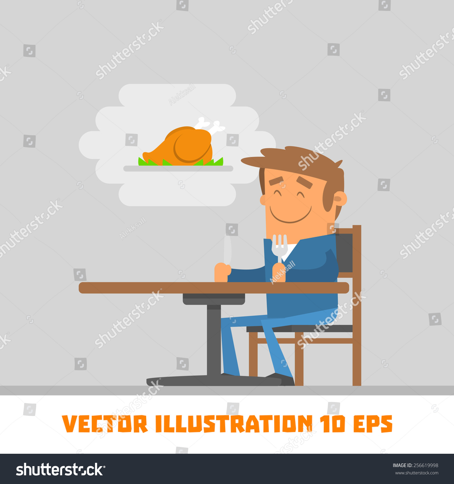 Funny Guy Table Vector Illustration Stock Vector (Royalty Free ...