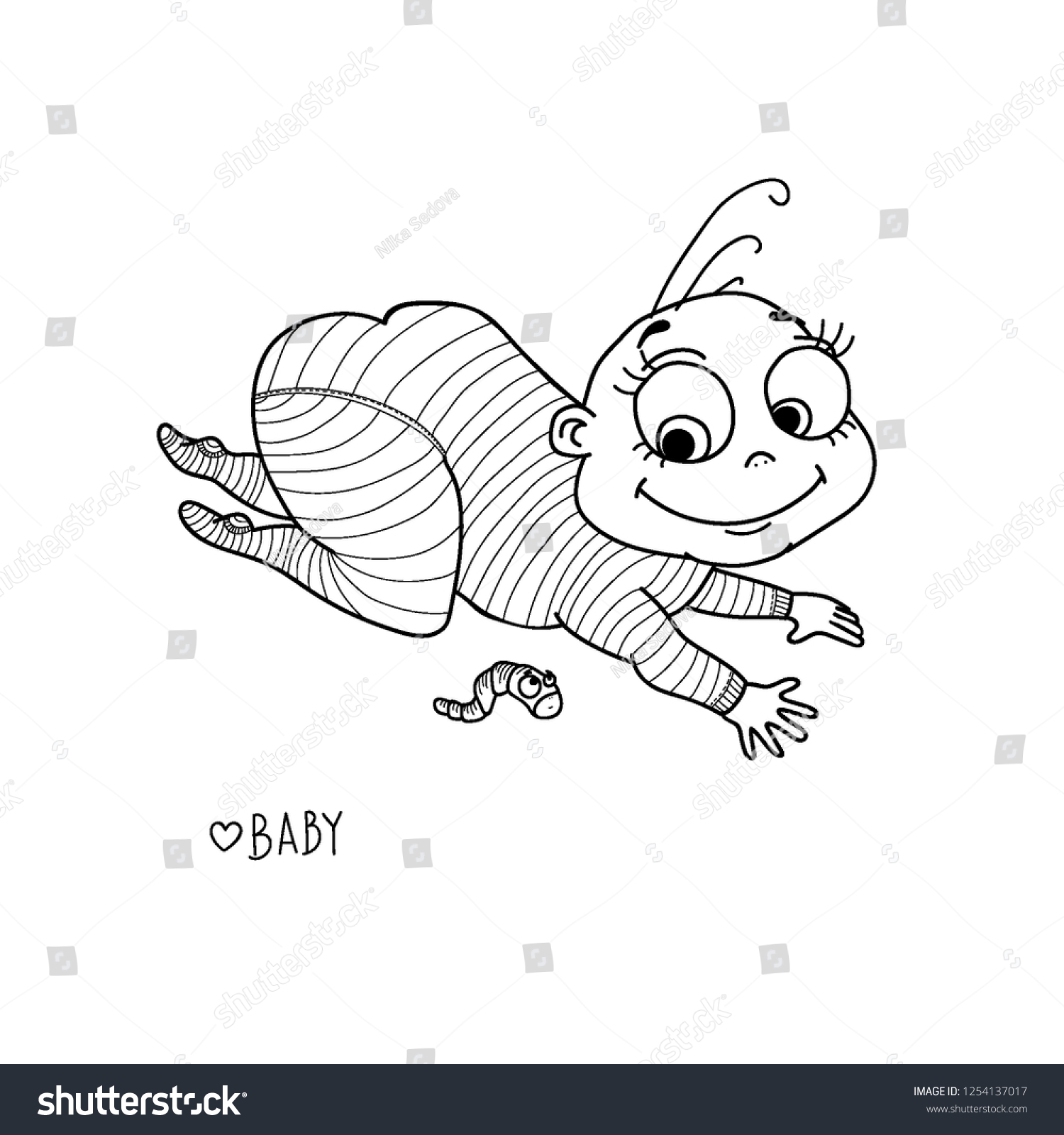 Funny Hand Drawn Baby Vector: vector de stock (libre de regalías ...