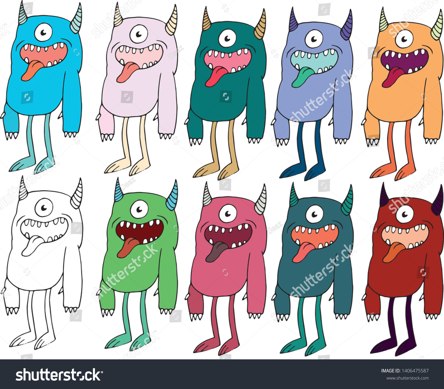 Funny Happy Alien Cyclops Monsters 스톡 벡터(로열티 프리) 1406475587 | Shutterstock