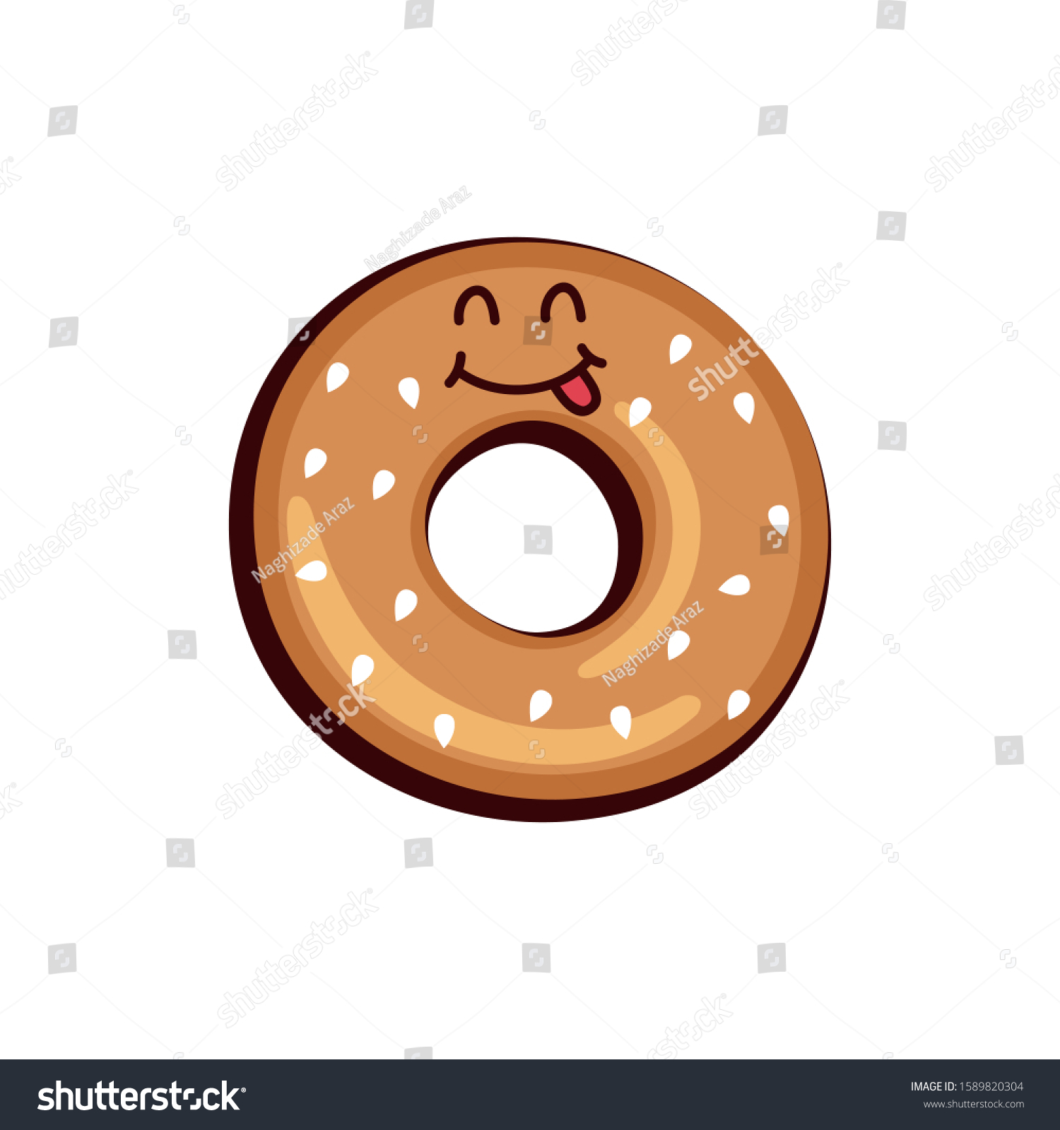 Funny Happy Bagel Vector Illustration Stock Vector (Royalty Free ...