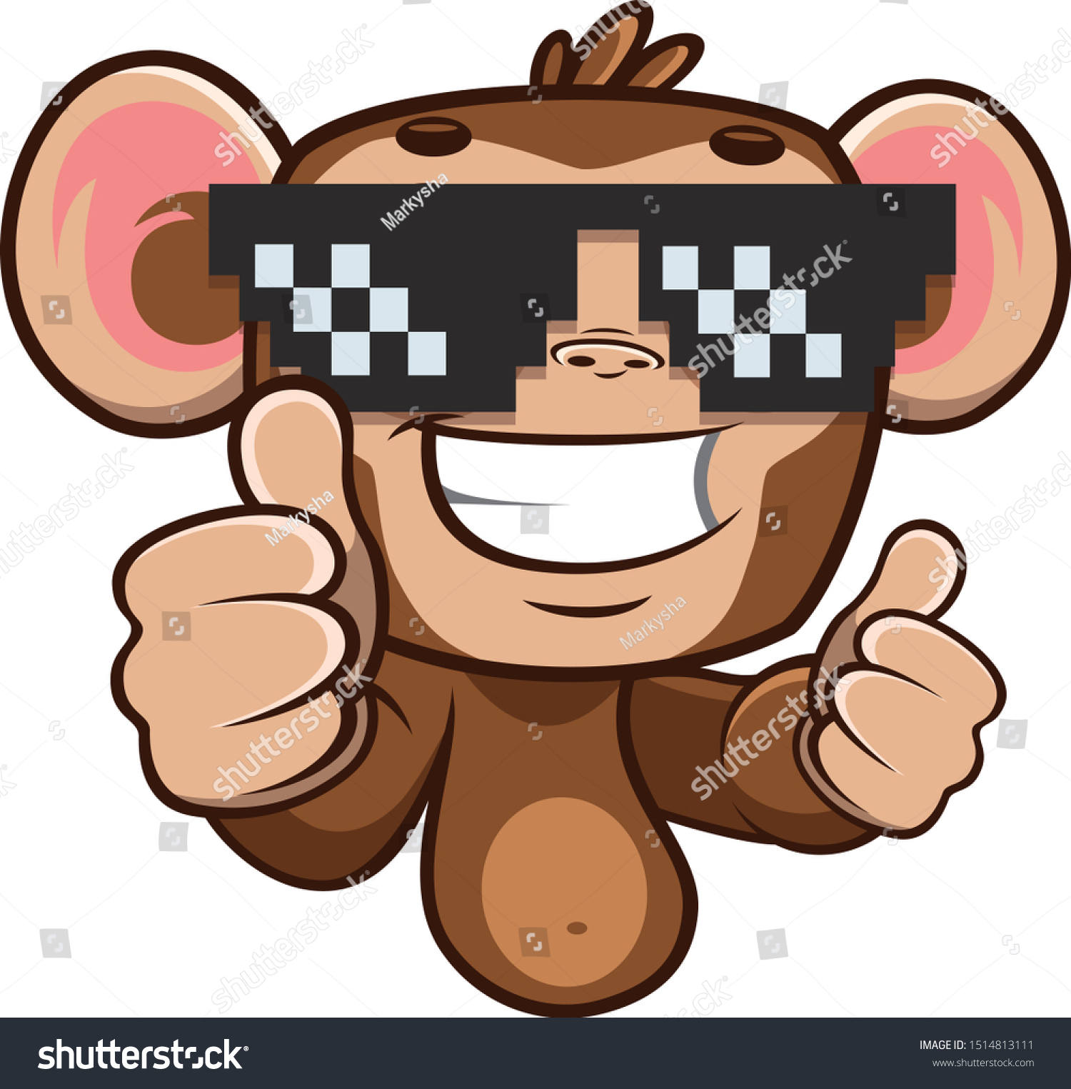 Funny Happy Monkey Sticker Pack Stock Vector (Royalty Free) 1514813111