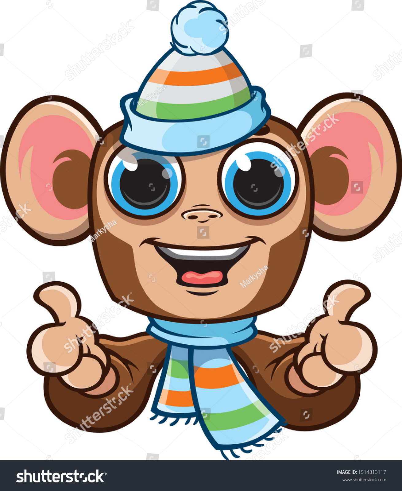 Funny Happy Monkey Sticker Pack Stock Vector (Royalty Free) 1514813117