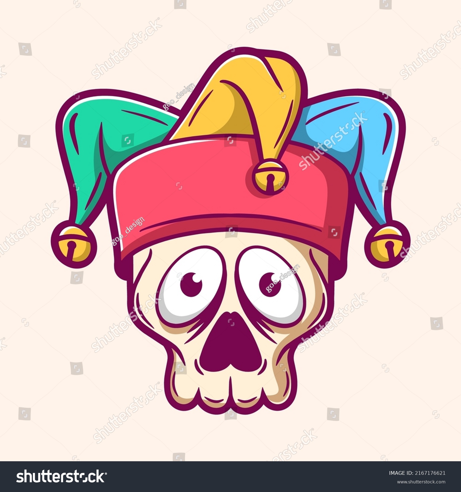 Funny Jester Skull Cartoon Vector Stock Vector (Royalty Free ...