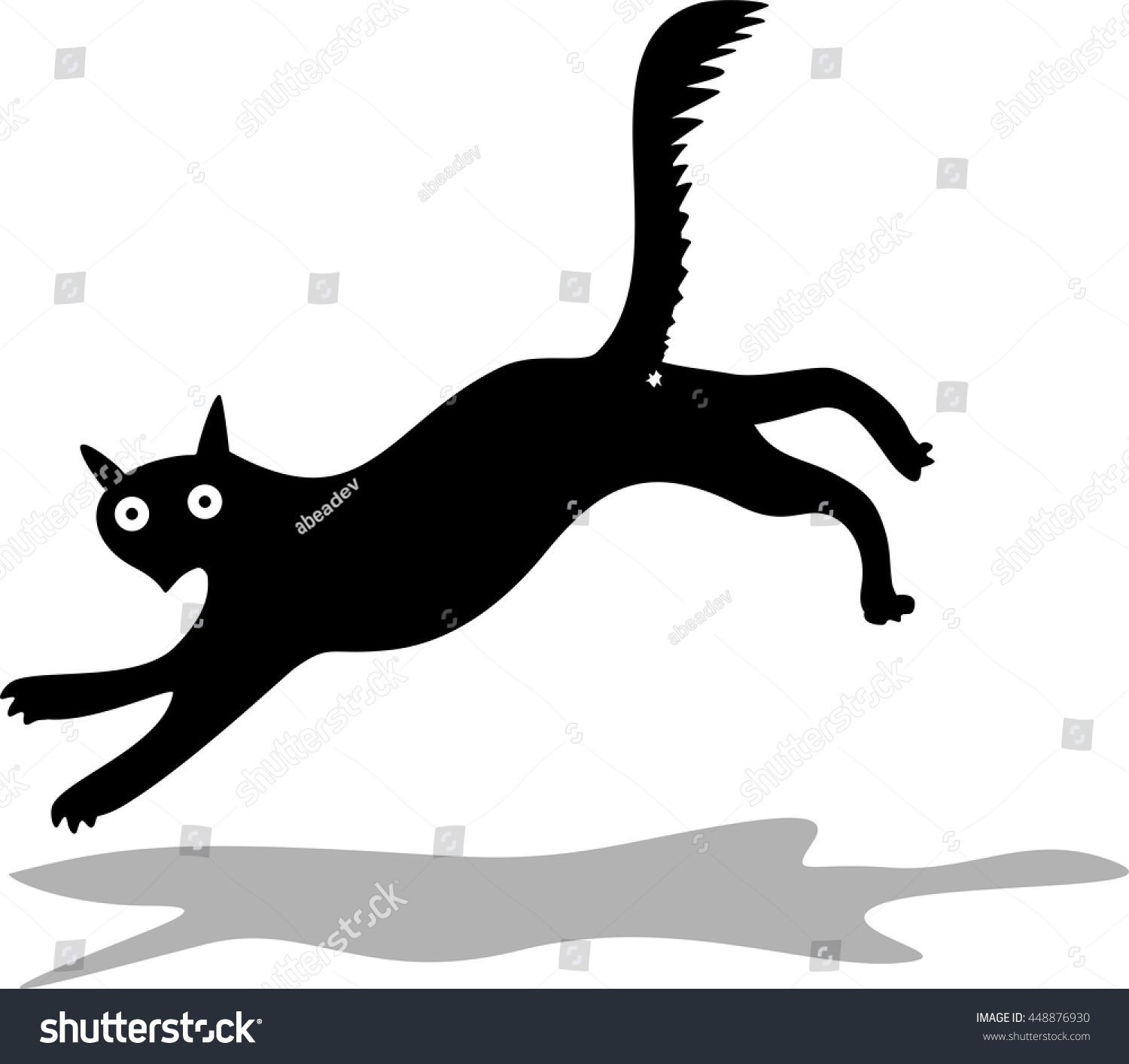 Funny Jumping Cat Vector Silhouette Stock Vector (Royalty Free) 448876930