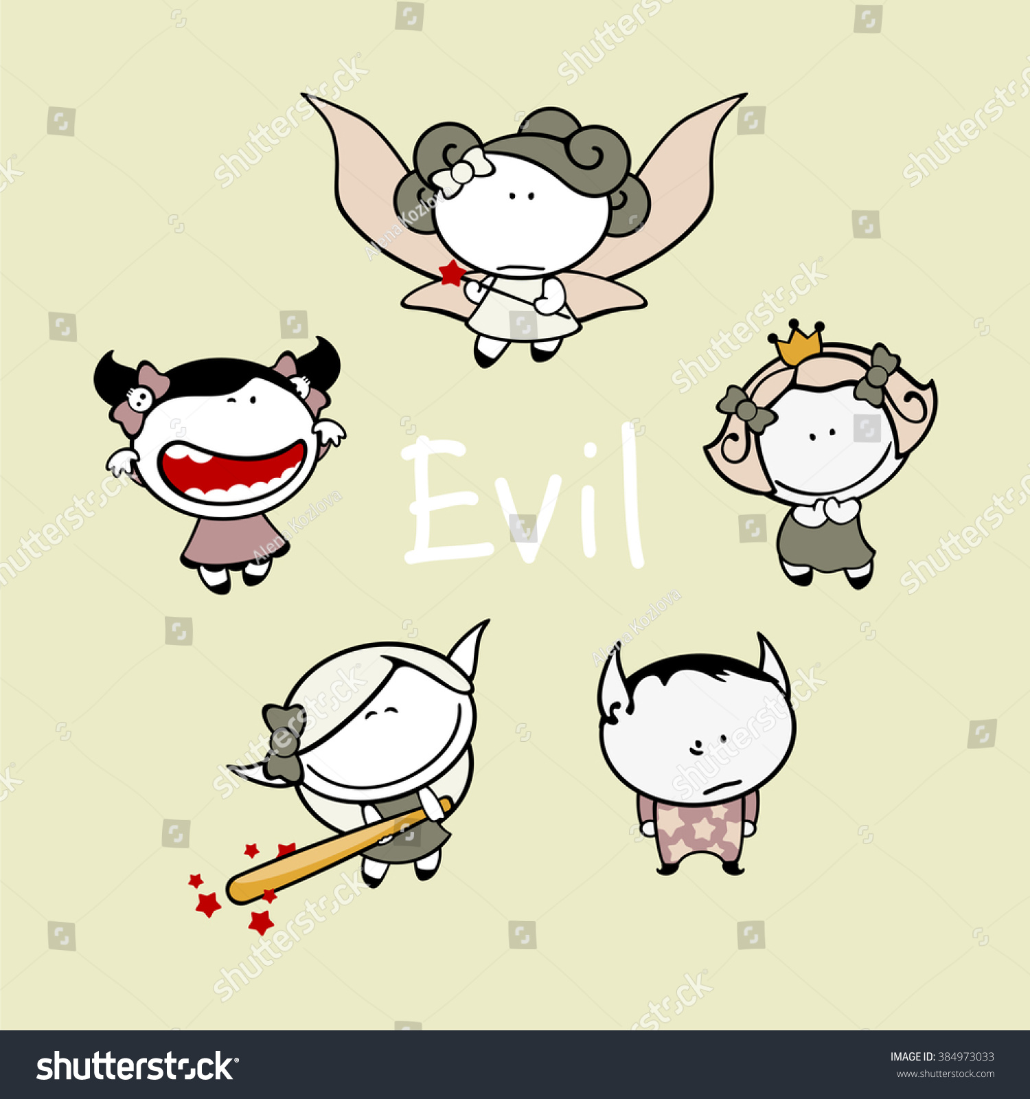 Funny Kids 83 Evil Creatures Stock Vector (Royalty Free) 384973033