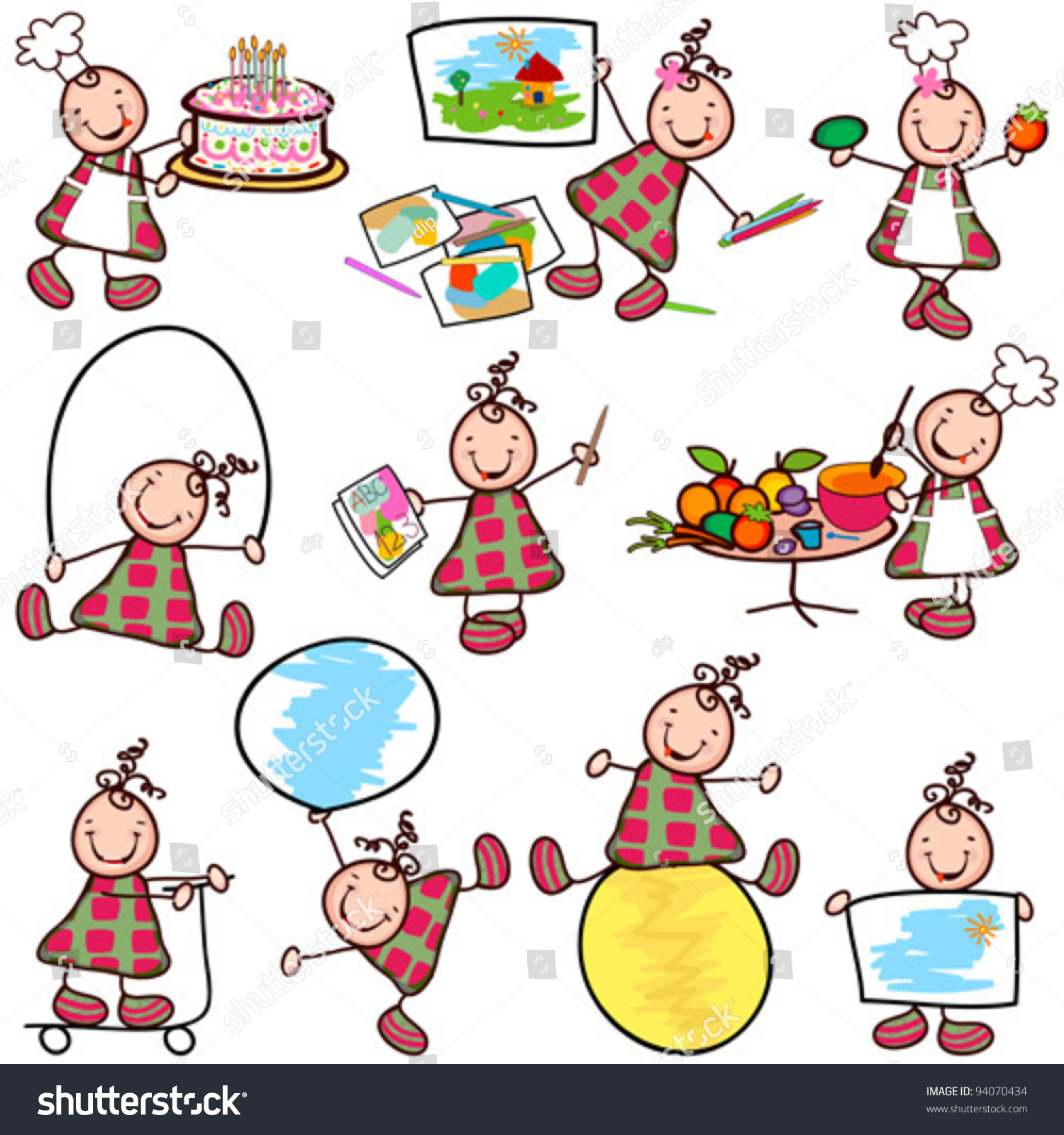 Funny Kids Playing Stock Vector (Royalty Free) 94070434 | Shutterstock