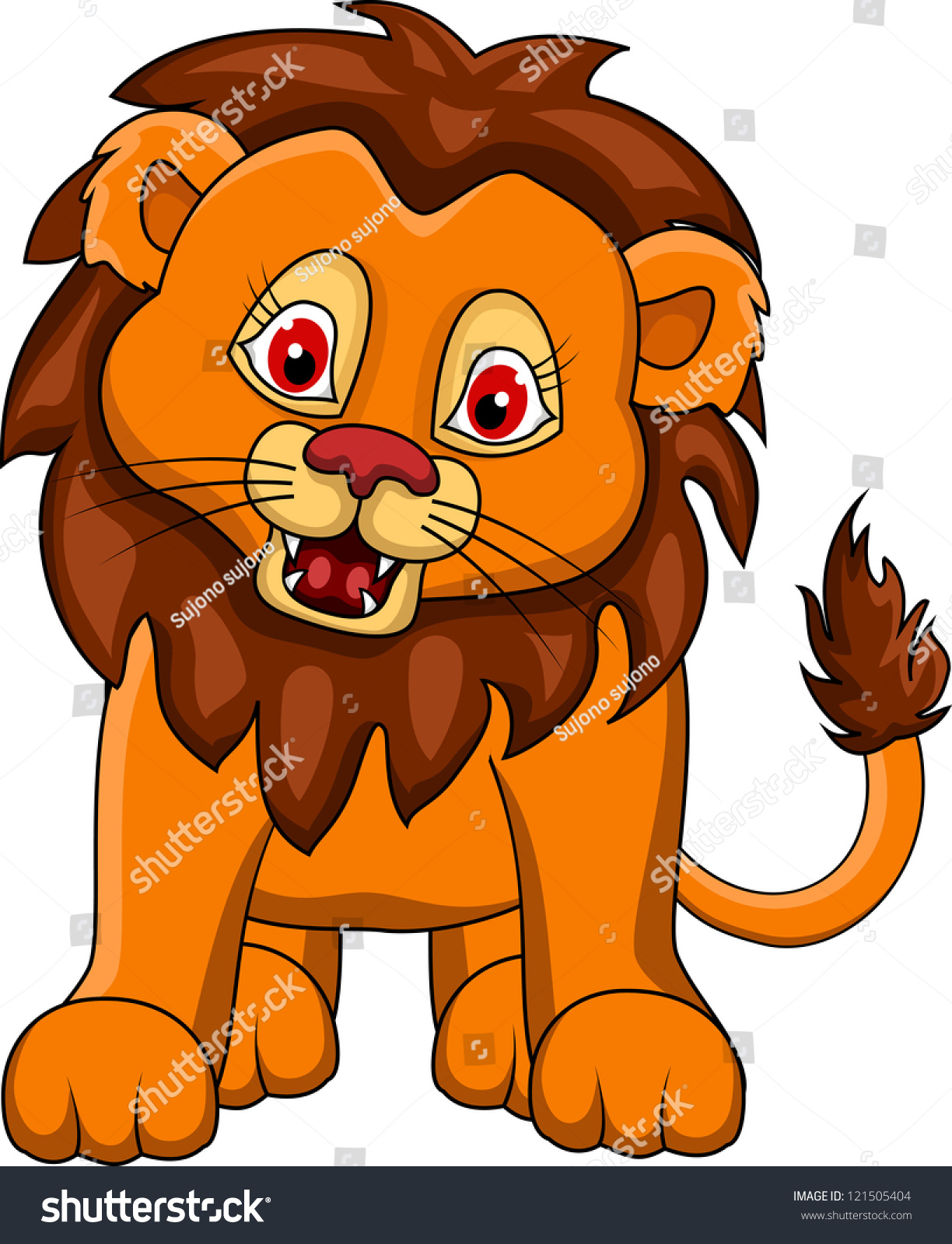 Funny Lion Cartoon Stock Vector (Royalty Free) 121505404