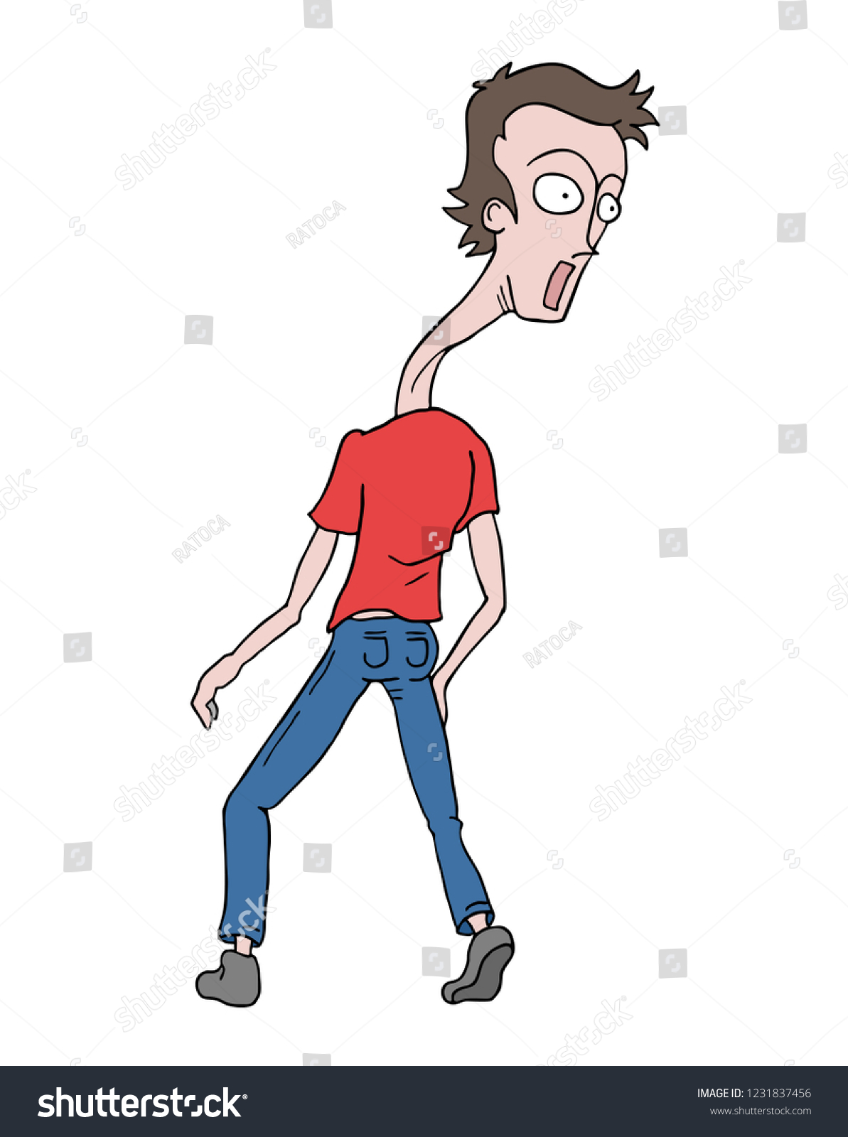 Funny Man Long Neck Stock Vector (Royalty Free) 1231837456
