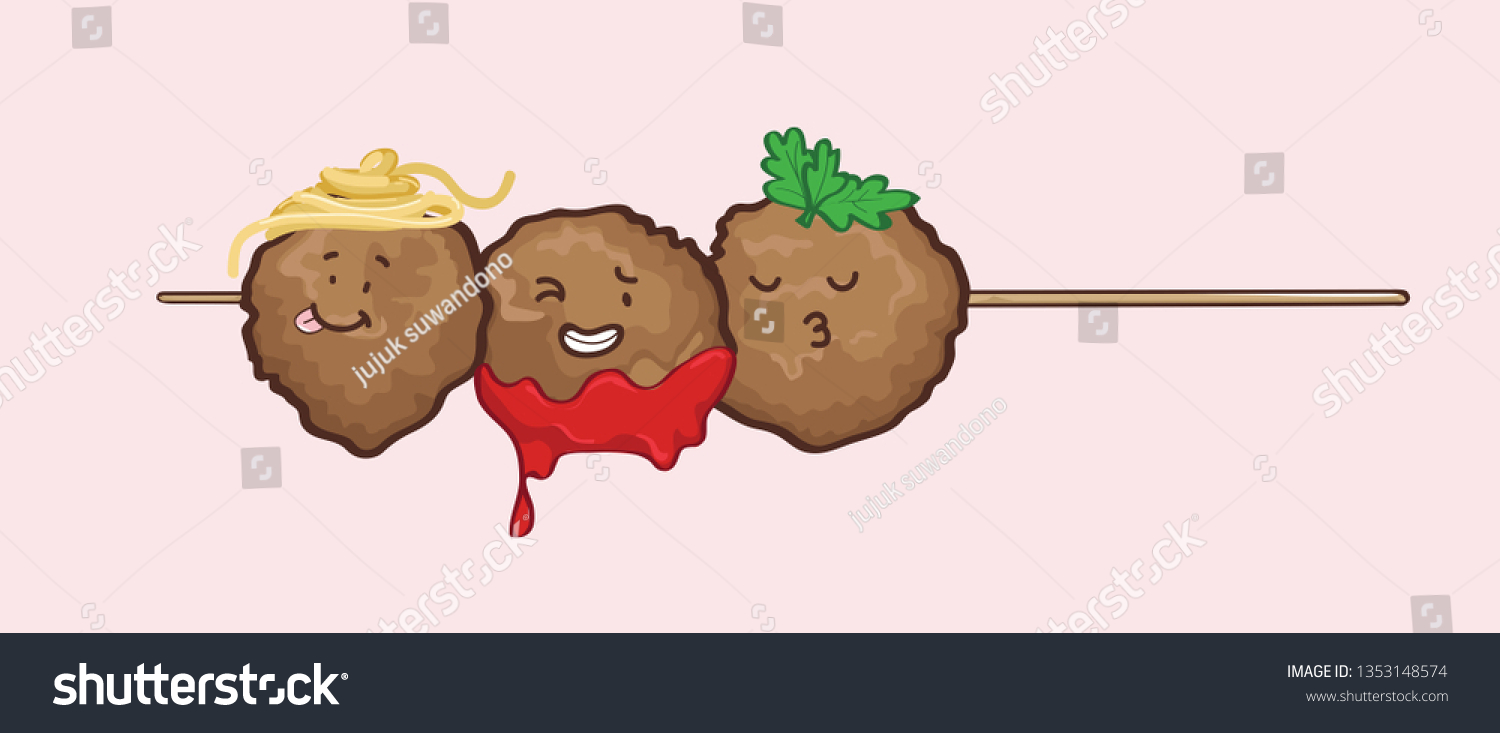 Funny Meatball Cartoon Vector Design Stock Vector (Royalty Free ...
