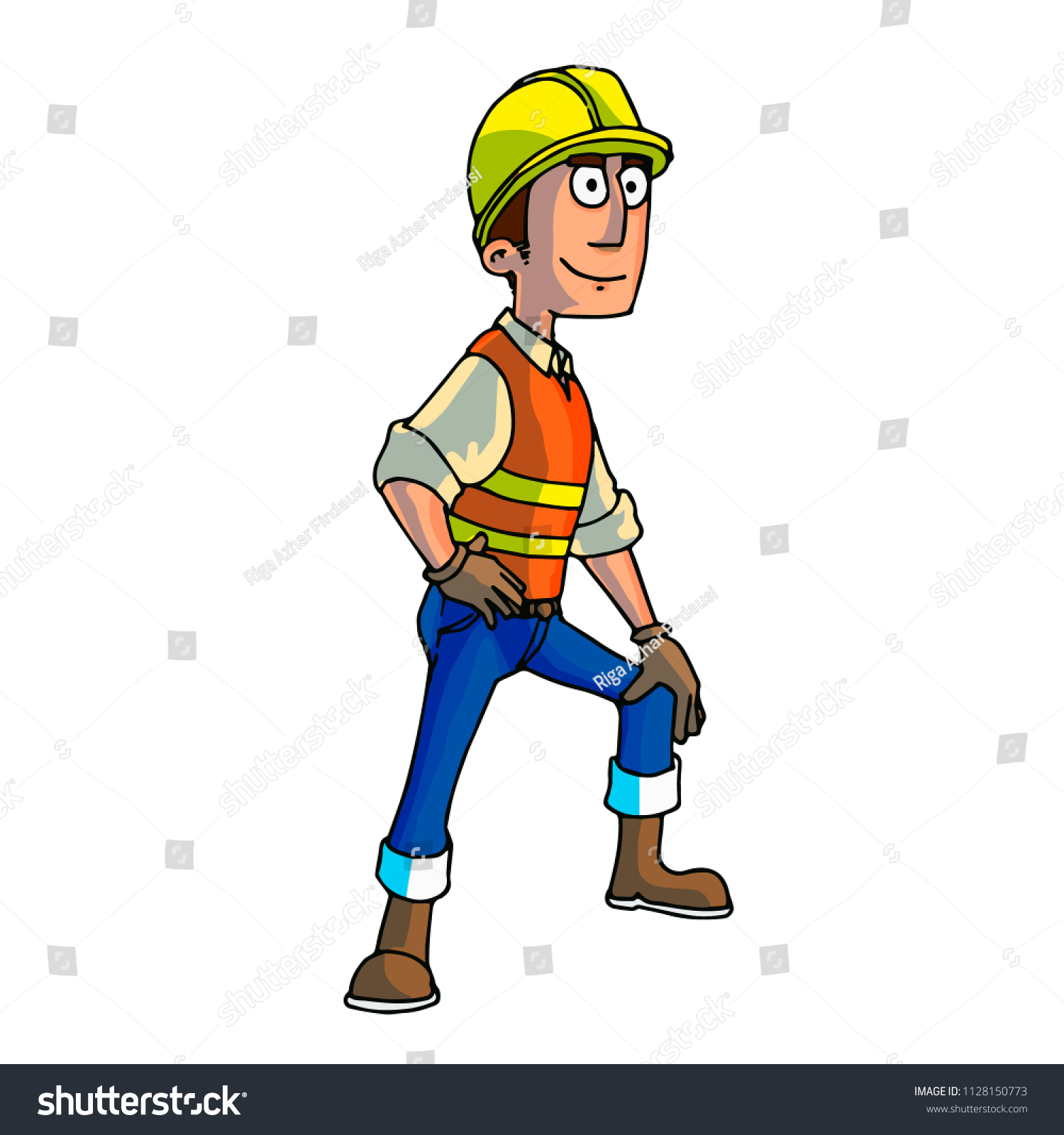 Funny Mining Man Great Pose Vector Stock Vector (Royalty Free) 1128150773