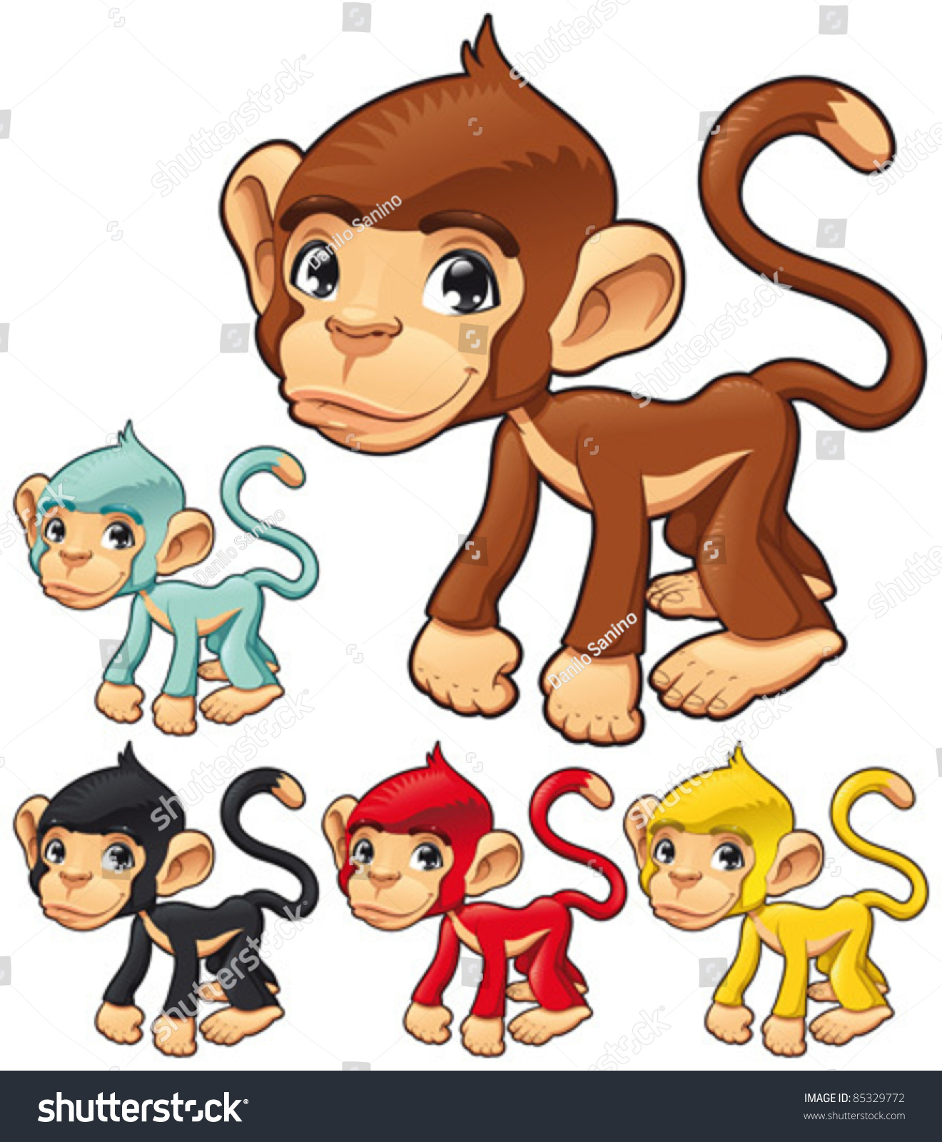 Funny Monkey Cartoon Vector Isolated Character Stock Vector (Royalty ...