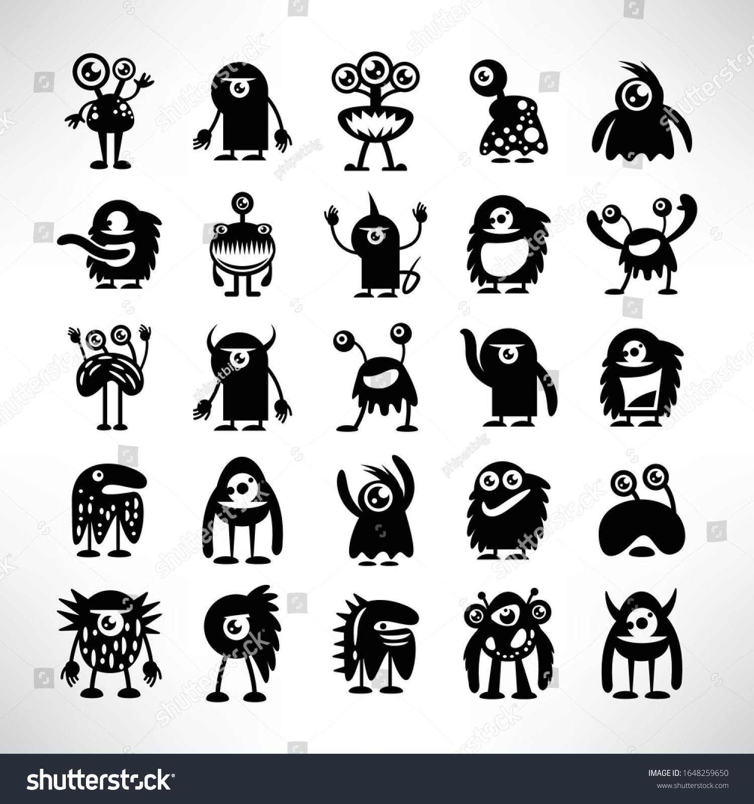 Funny Monster Icons Character Vector Set Stock Vector (Royalty Free ...