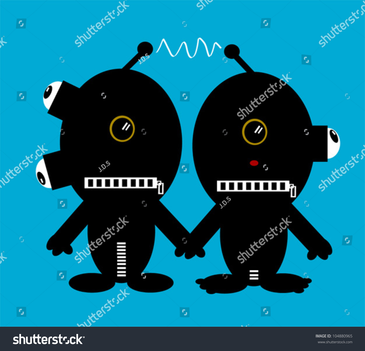 Funny Monsters Holding Hands Stock Vector (Royalty Free) 104880965 ...
