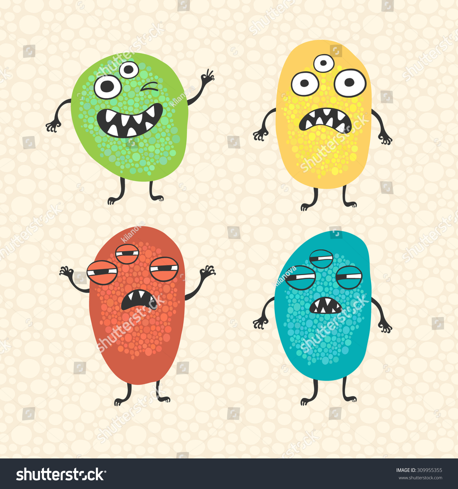 Funny Monsters Vector Illustration Stock Vector (Royalty Free ...