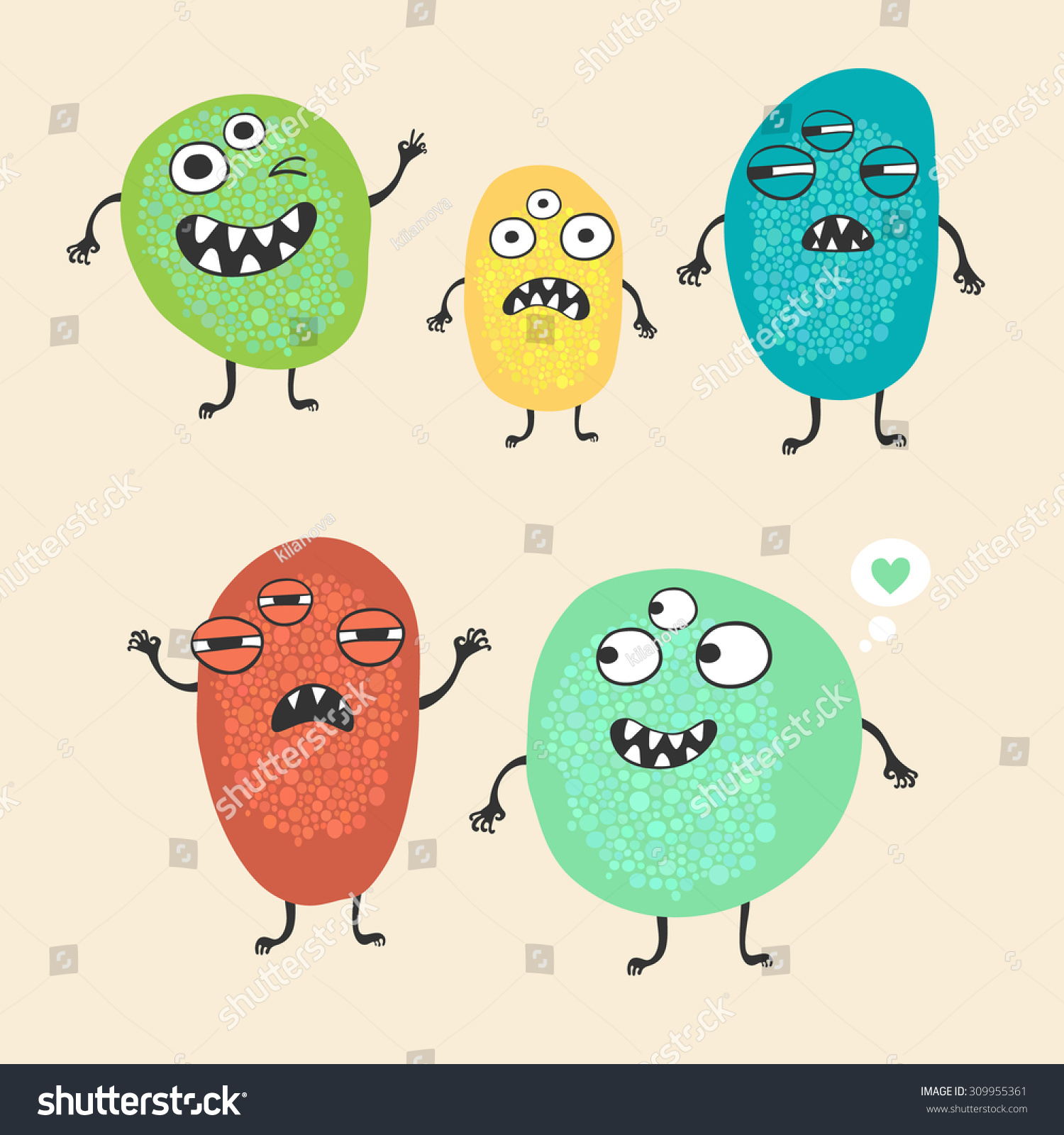 Funny Monsters Vector Illustration Stock Vector (Royalty Free ...