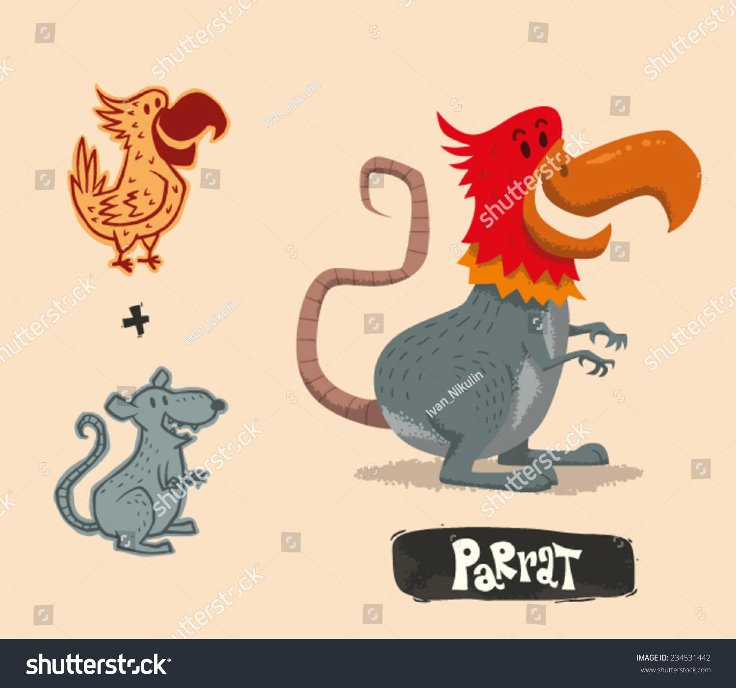 Funny Mutant Hybrid Parrot Plus Rat Stock Vector (Royalty Free ...