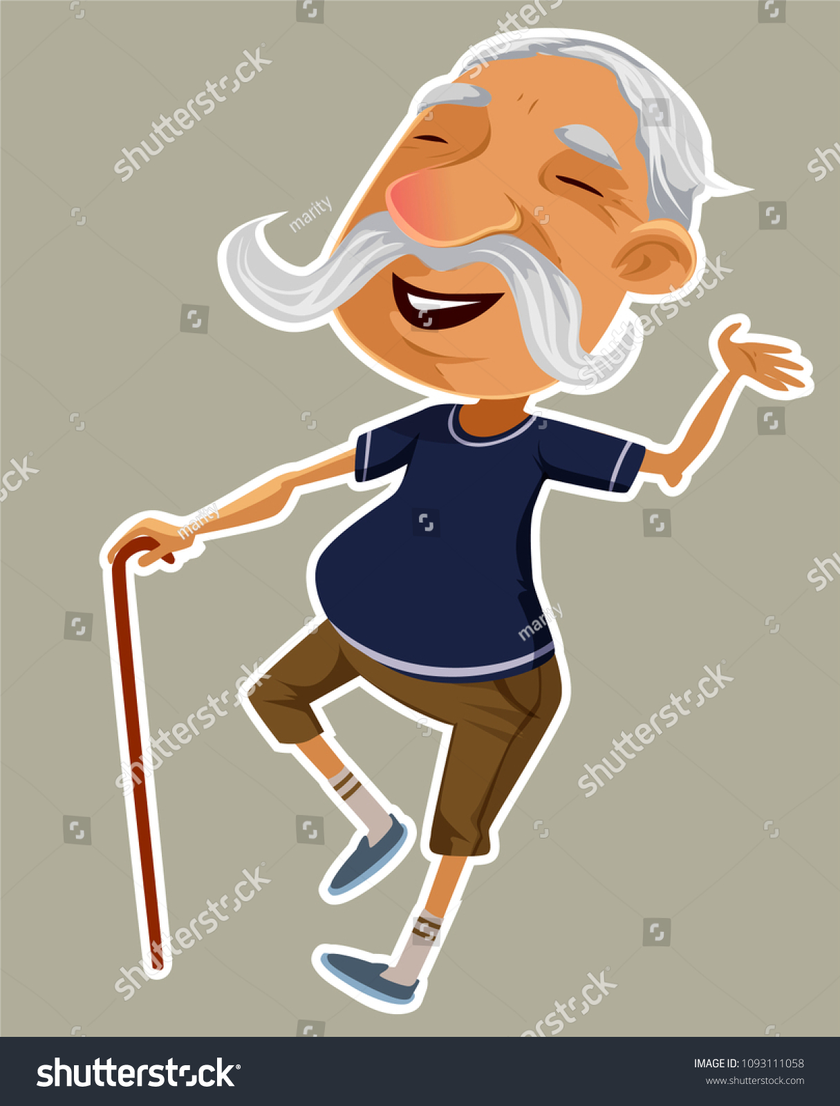 Funny Old Man Vector Illustration Stok Vektör (Telifsiz) 1093111058