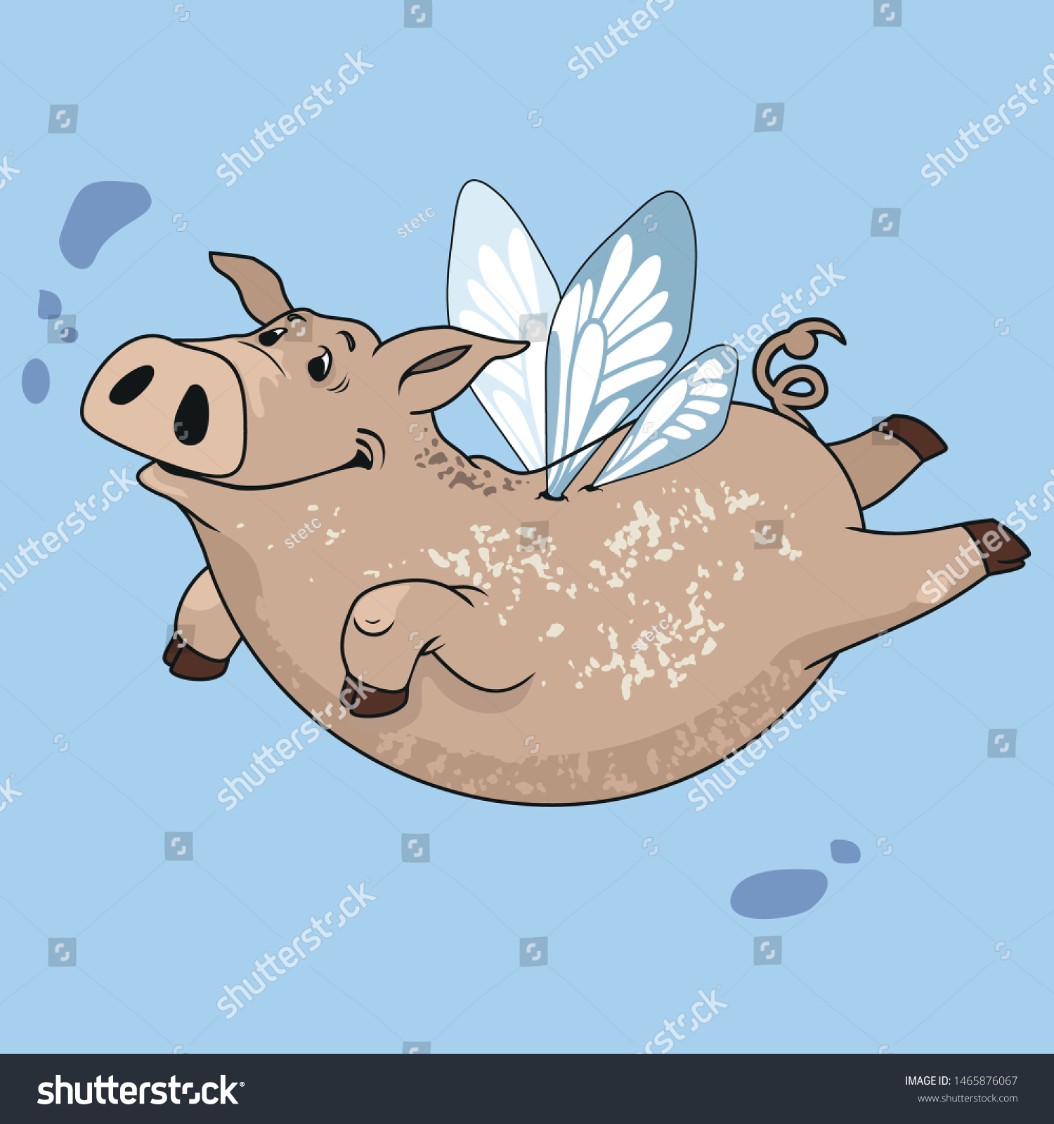 Funny Pig Wings Stock Vector (Royalty Free) 1465876067 | Shutterstock