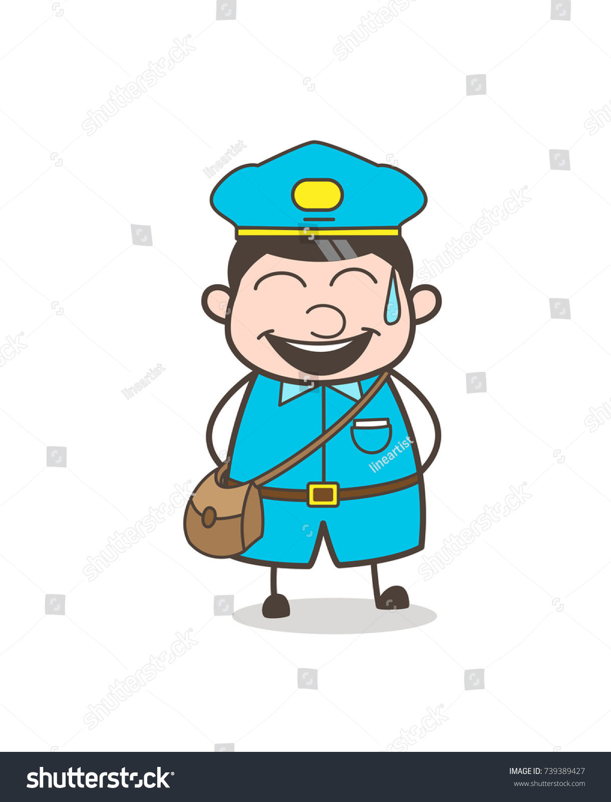 Funny Postman Laughing Face Vector Illustration Stock Vector (Royalty ...