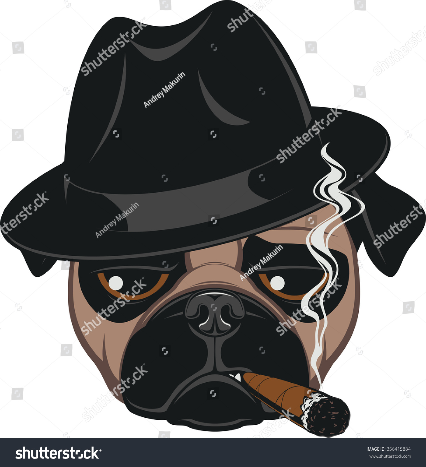Funny Pug Cigar Stock Vector (Royalty Free) 356415884 | Shutterstock