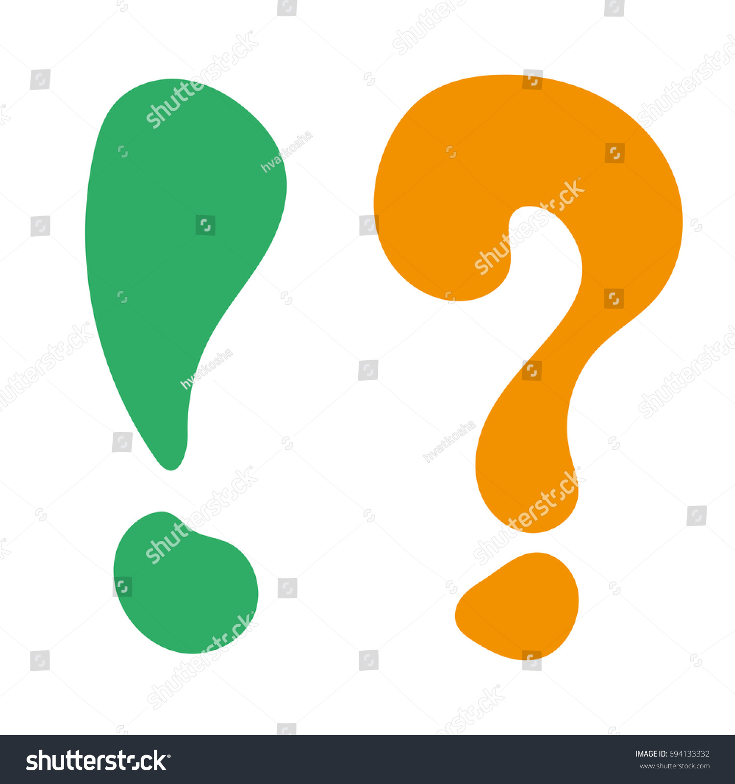 Funny Question Mark Exclamation Point Flat: vector de stock (libre de ...