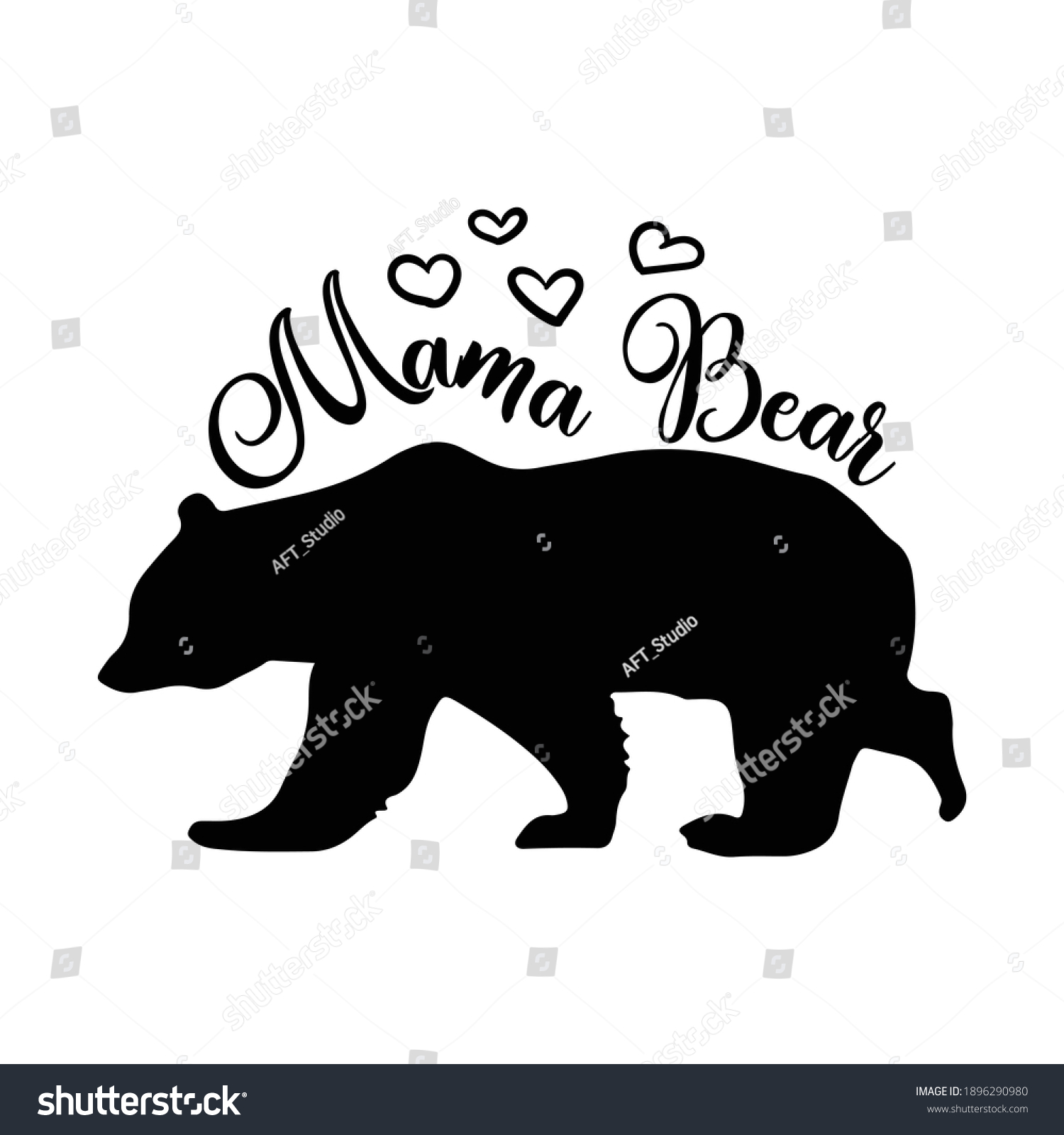 Funny Quote Vector Mama Bear Text Stock Vector (Royalty Free) 1896290980