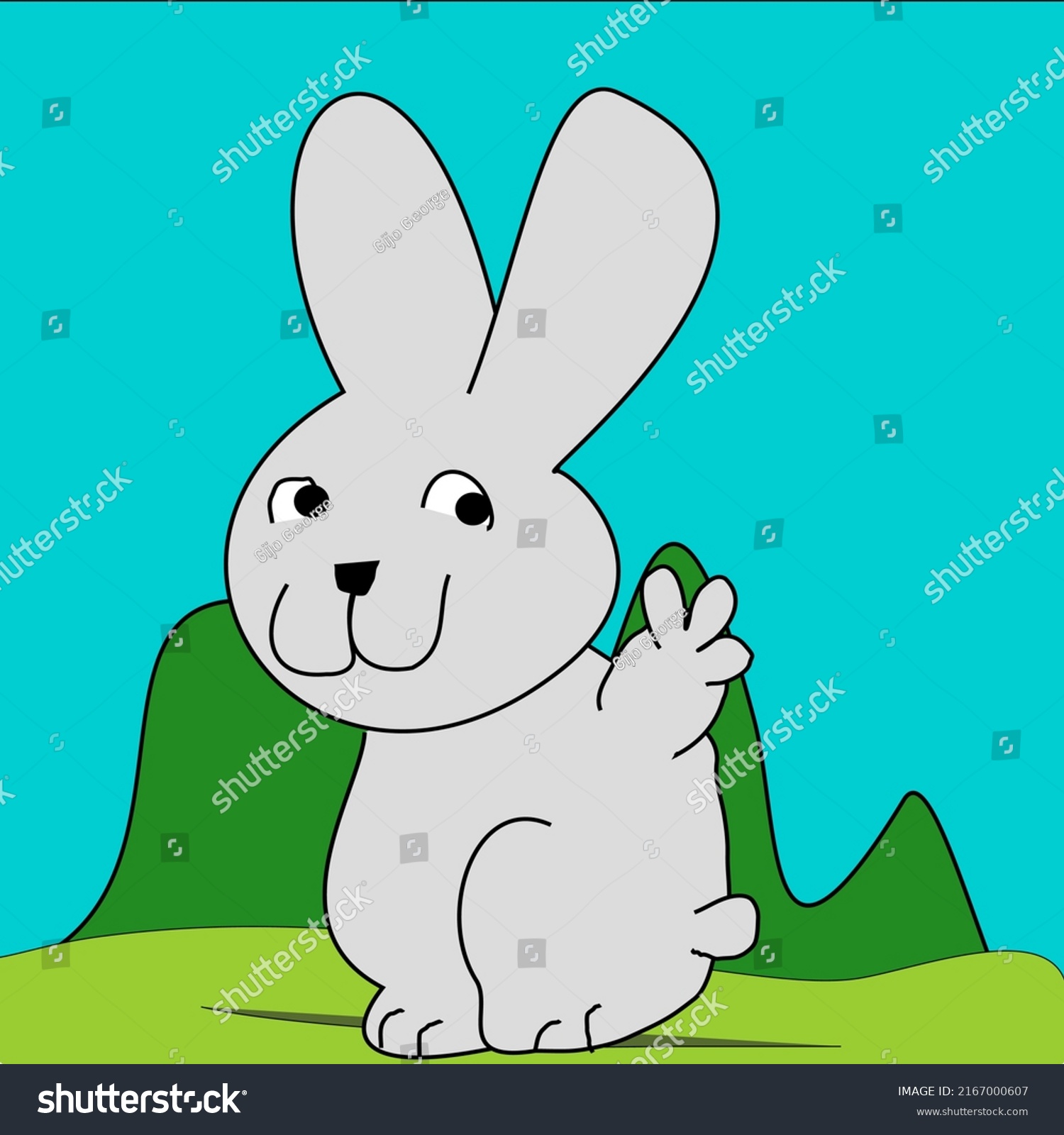 Funny Rabbit Saying Goodbye Vector Illustration Stock Vector (Royalty ...