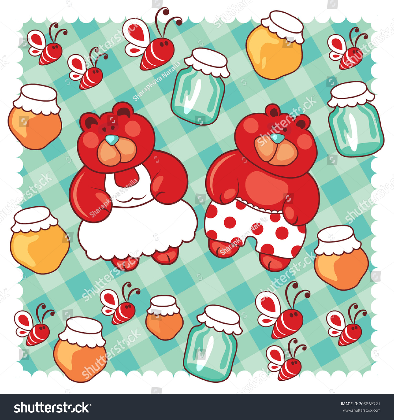Funny Red Bears Vector Illustration Stock Vector (Royalty Free ...