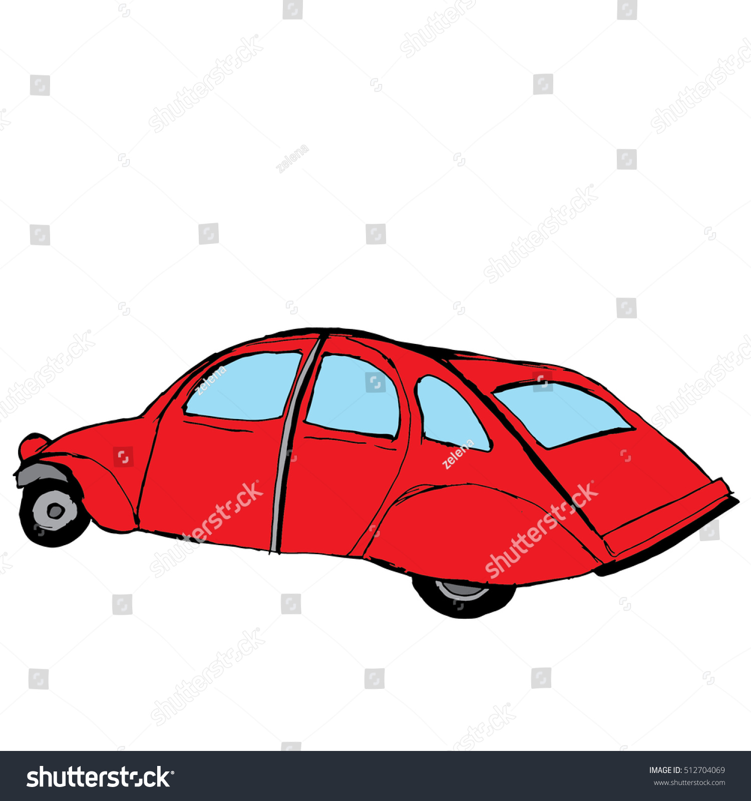 Funny Red Car Drawing Vector Illustration: vector de stock (libre de ...