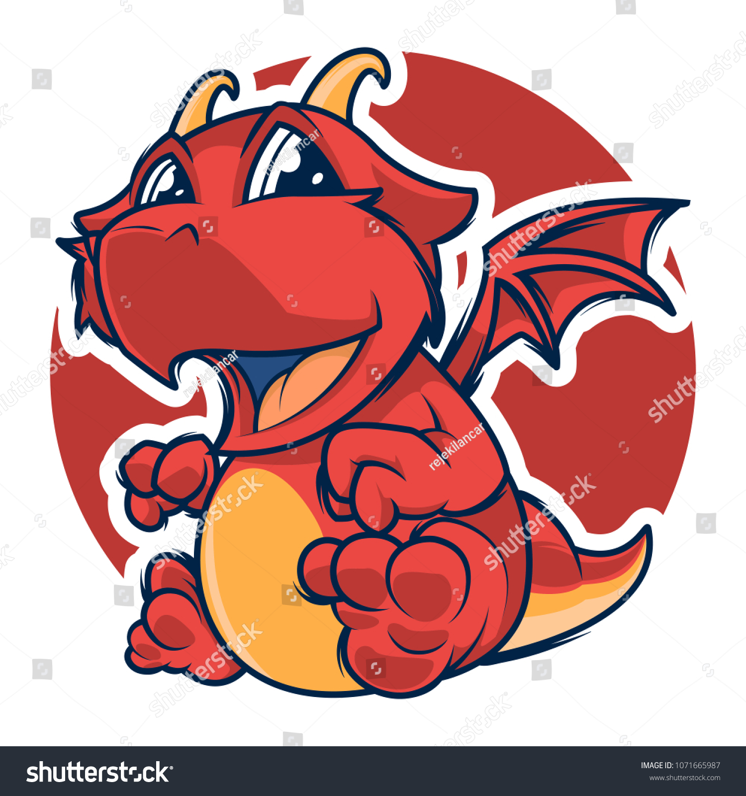 Funny Red Dragon Character Stock Vector (Royalty Free) 1071665987