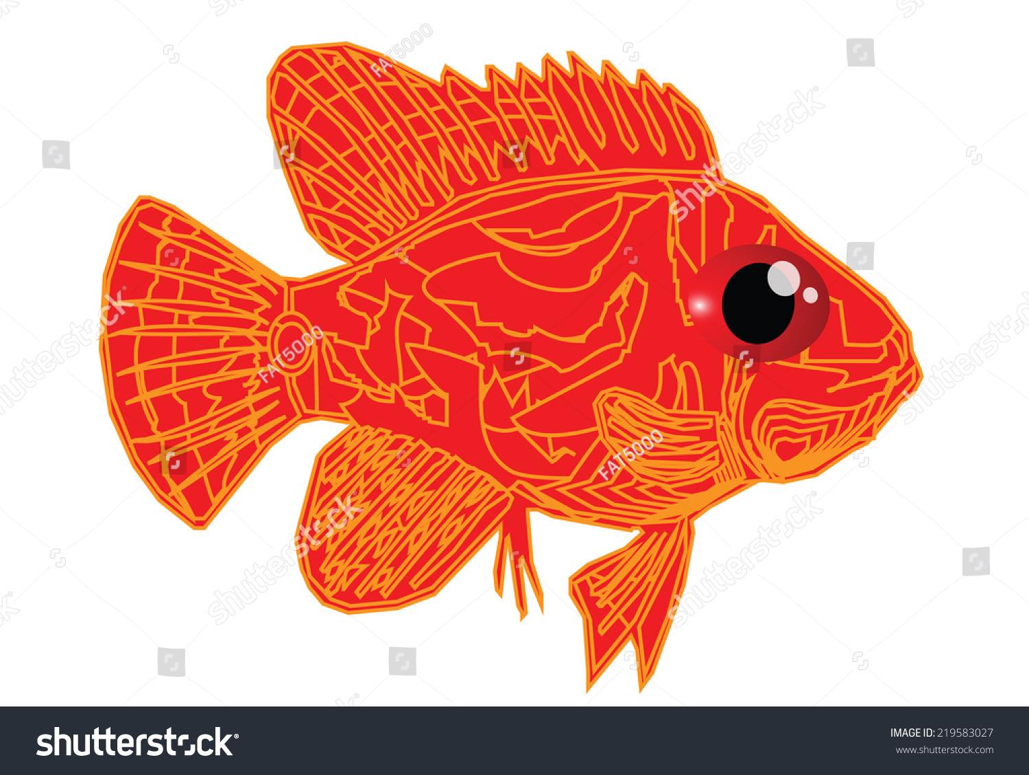 Funny Red Fish Cartoon Stock Vector (Royalty Free) 219583027