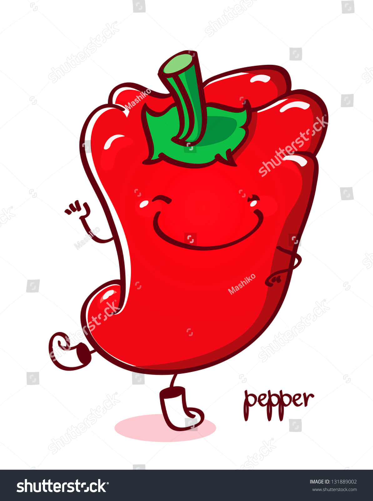 Funny Red Pepper Dancing Vector Cartoon: vector de stock (libre de ...