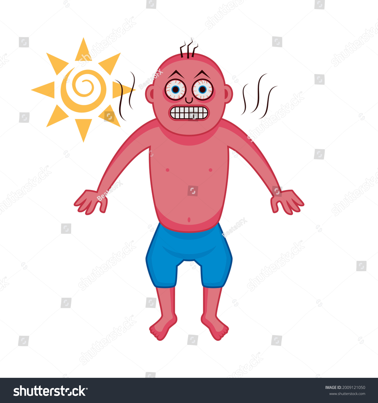 Funny Red Sunburn Man Icon Vector Stock Vector Royalty Free