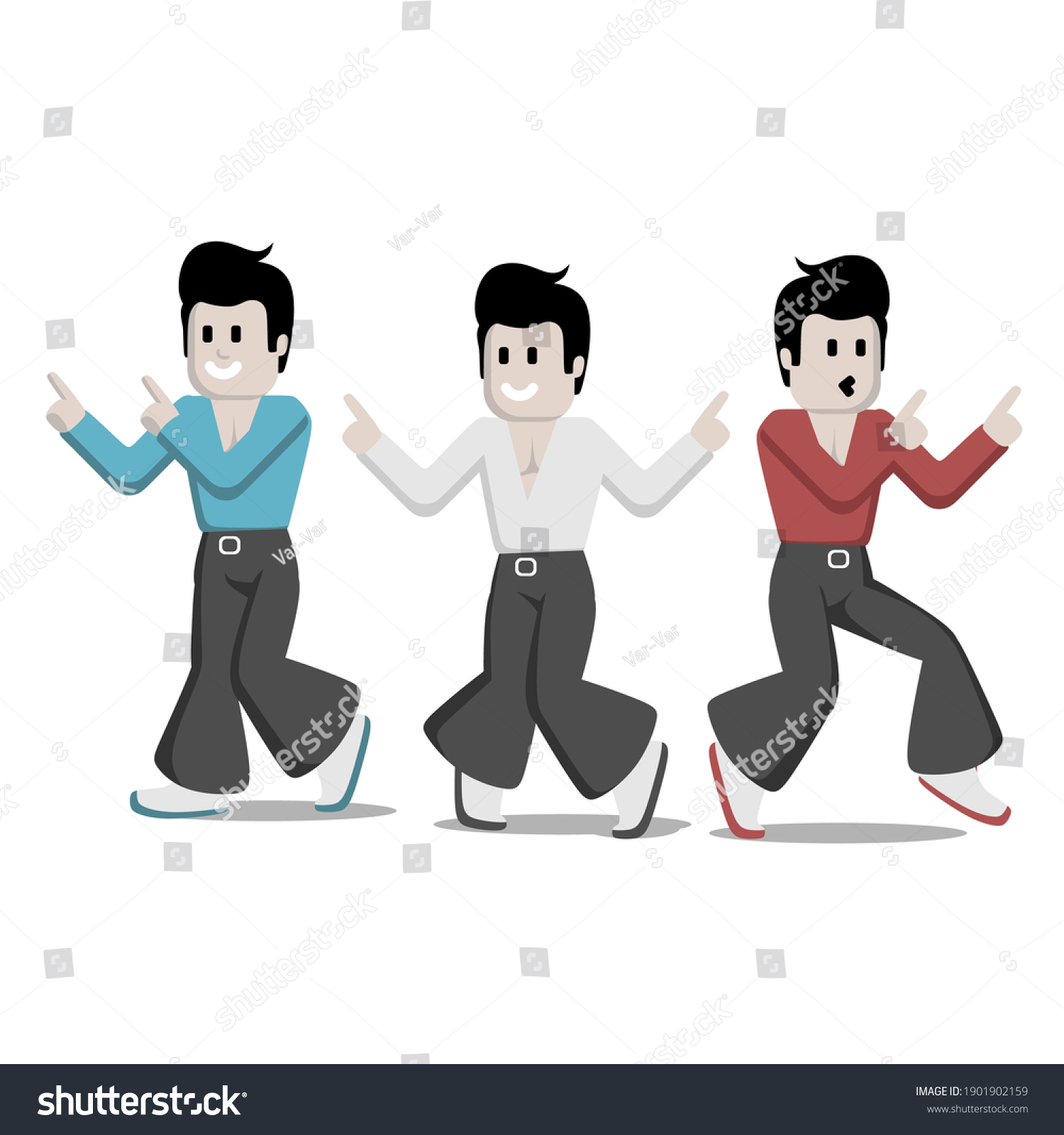 Funny Retro Dancing Cartoon Boy Stock Vector (Royalty Free) 1901902159