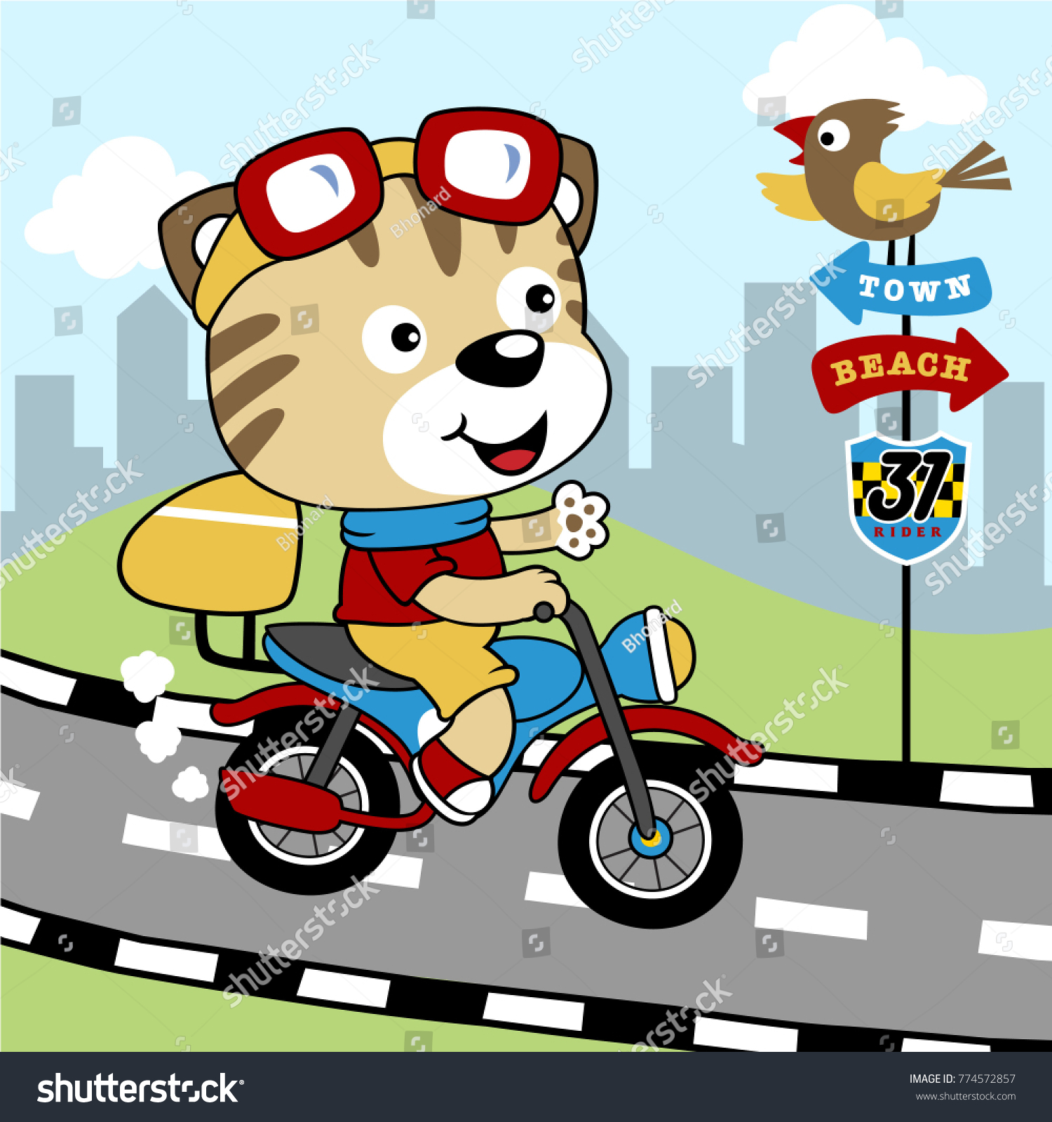Funny Rider Cartoon Vector: vector de stock (libre de regalías ...