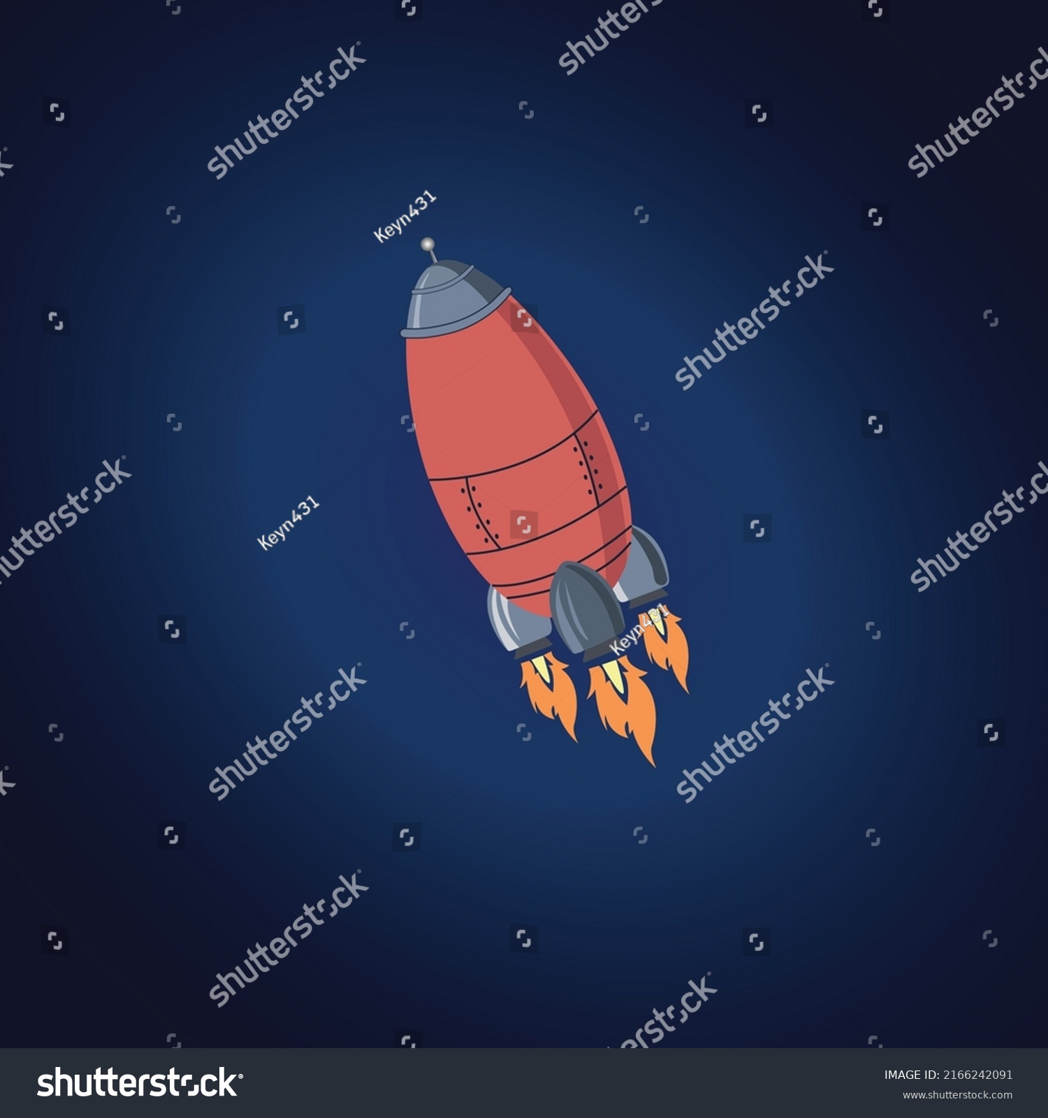Funny Rocket Flying Into Space Stock Vector (Royalty Free) 2166242091 ...