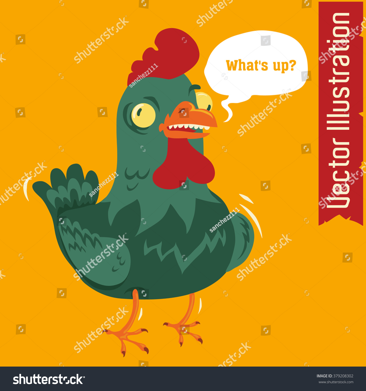 Funny Rooster Vector Illustration Stock Vector (Royalty Free) 379208302 ...