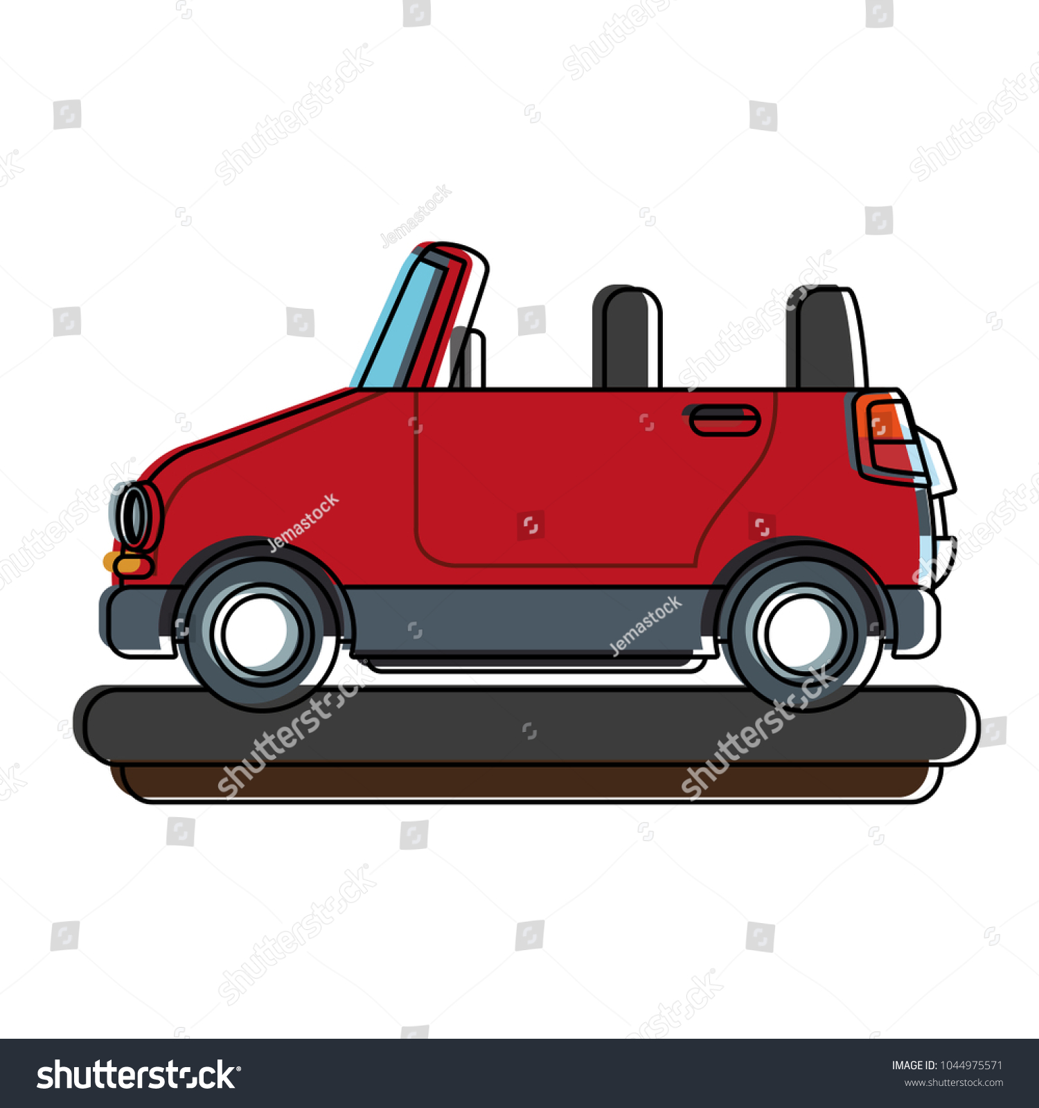 Funny Small Car Cartoon Stock Vector (Royalty Free) 1044975571