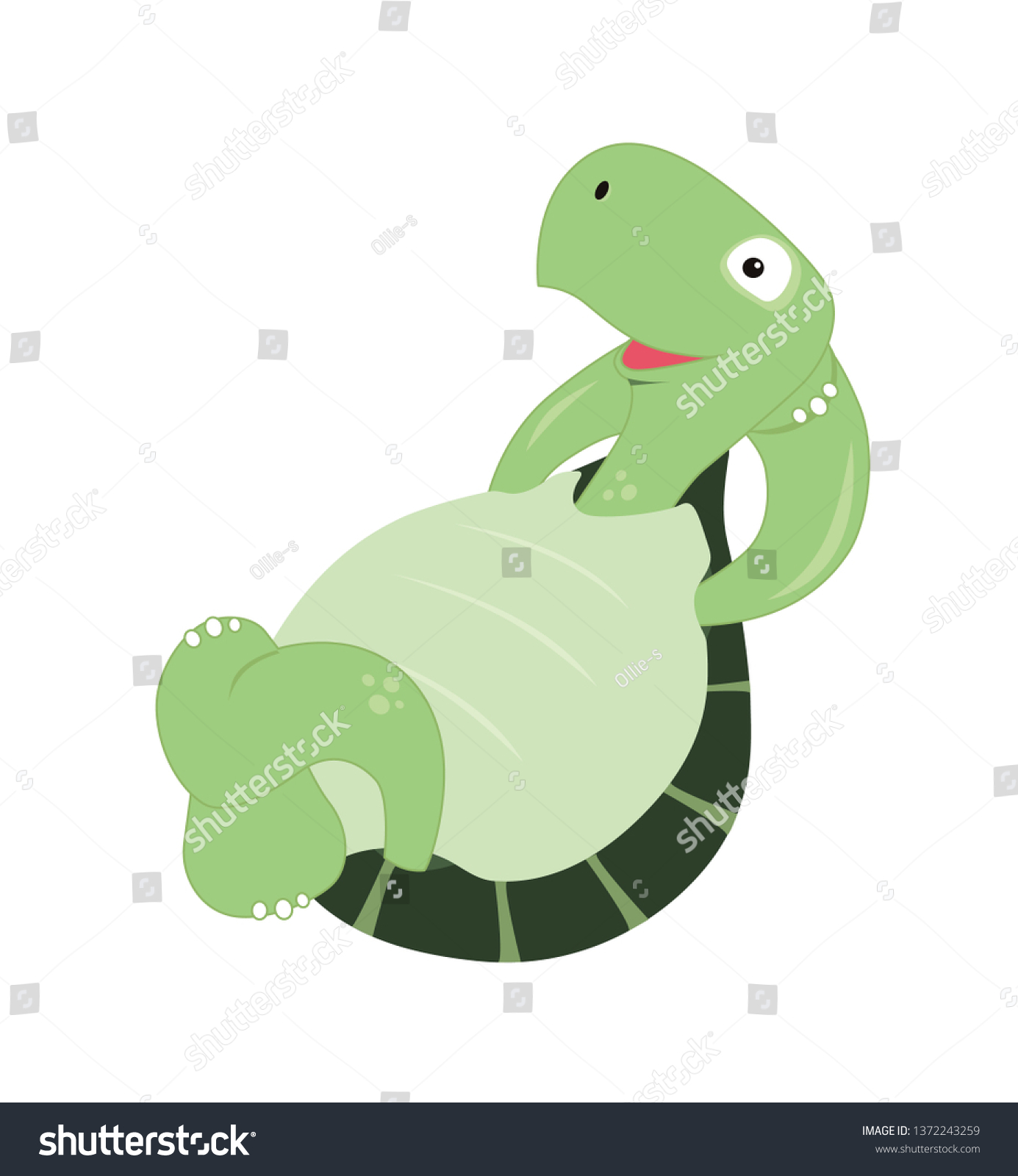 Funny Smiling Turtle Lying On Back Stock Vector (Royalty Free) 1372243259