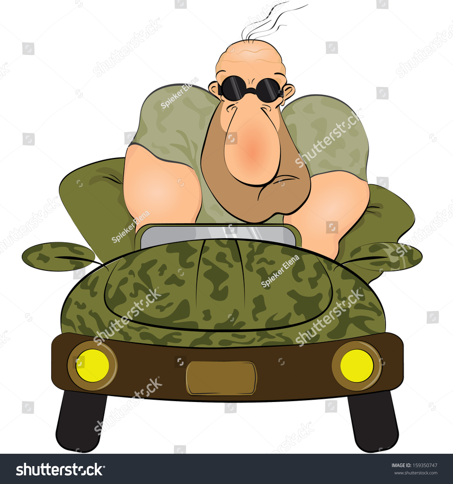 Funny Soldier Driving Car Vector Isolated Stock Vector (Royalty Free ...
