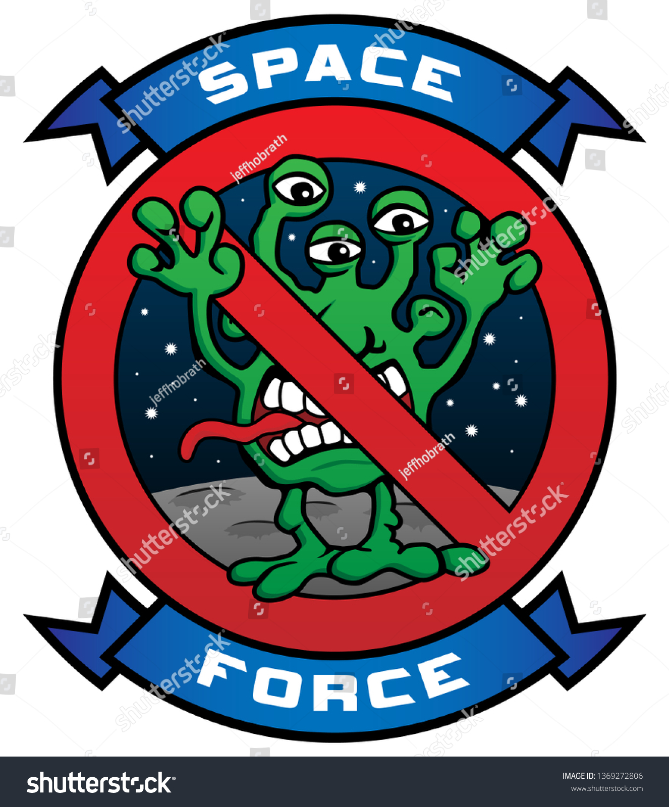 Funny Space Force Alien Cartoon Vector Stock Vector (Royalty Free ...