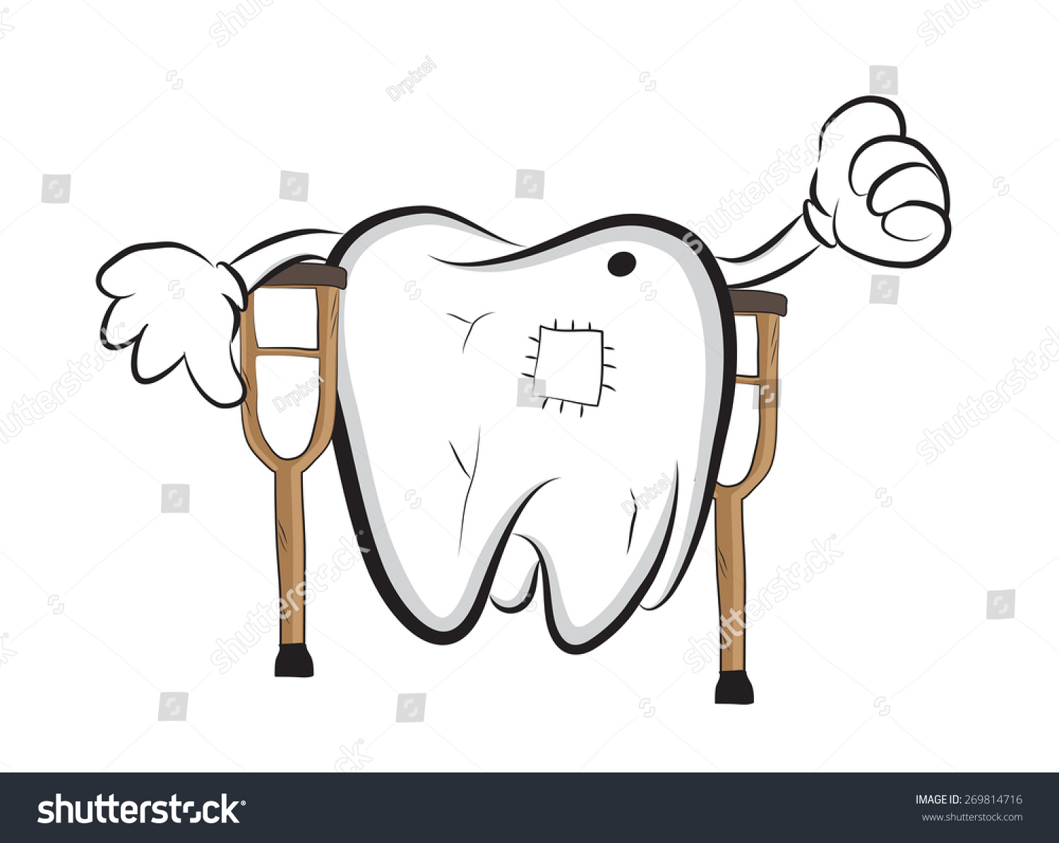 Funny Teeth Crutches Stock Vector (Royalty Free) 269814716