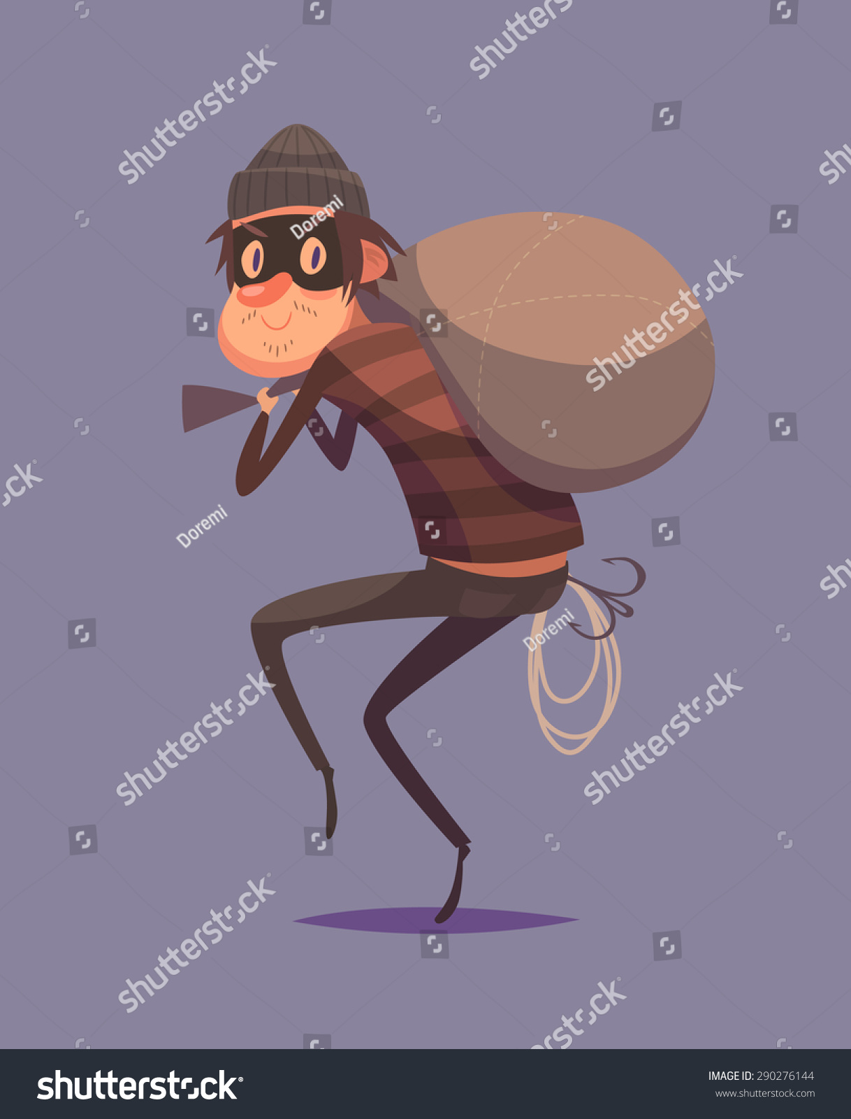 Funny Thief Character Isolated Vector Illustration Stock Vector ...
